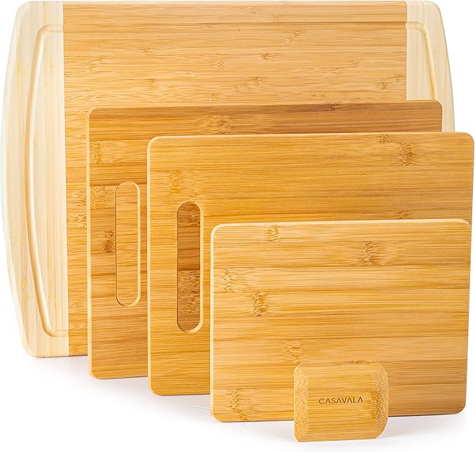 Amazon.com: Bamboo Cutting Board Set - With A Bamboo Pan & Board ...