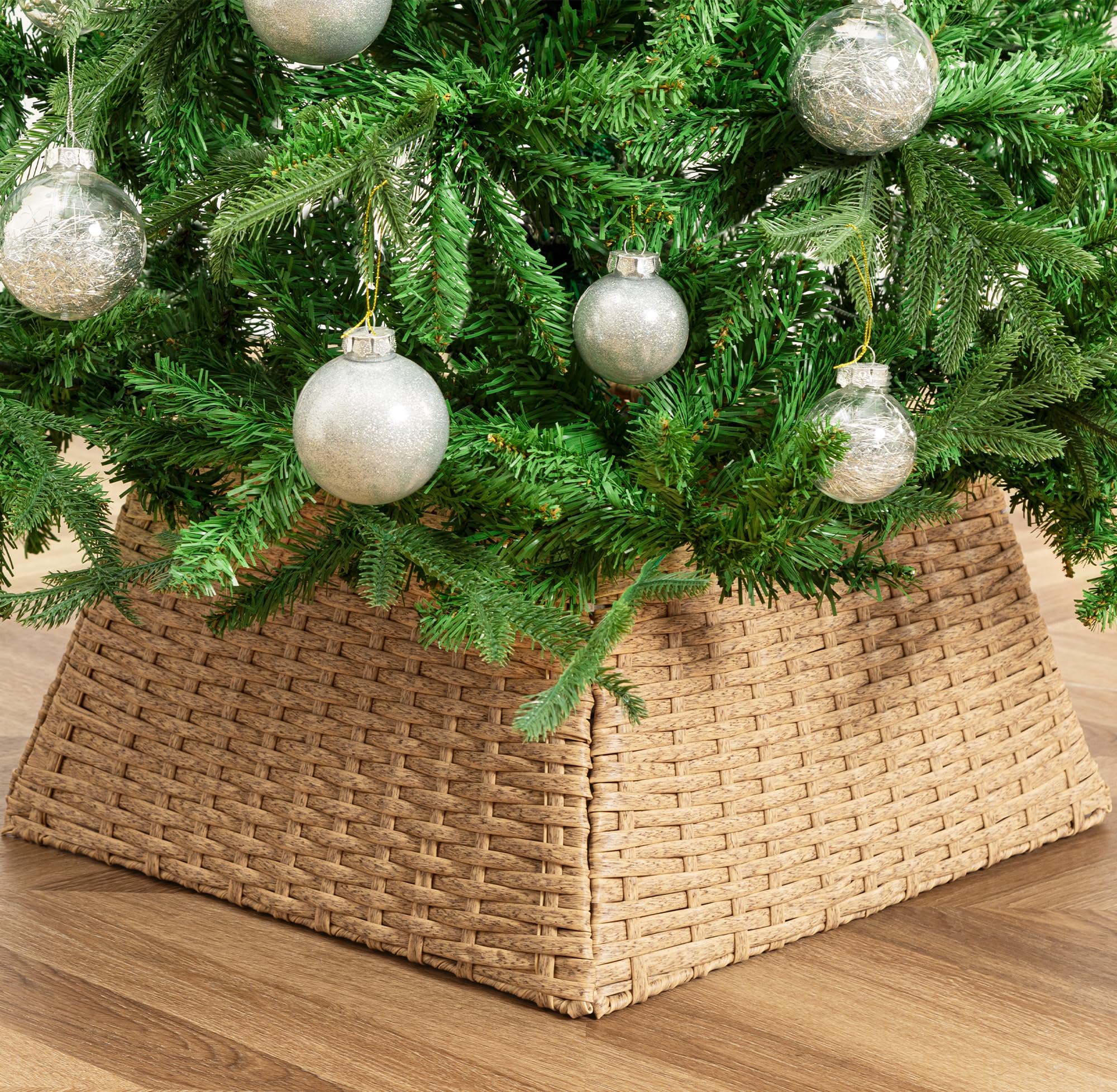 Snapklik.com : Christmas Tree Collar, Woven Rattan Tree Collar For Slim ...