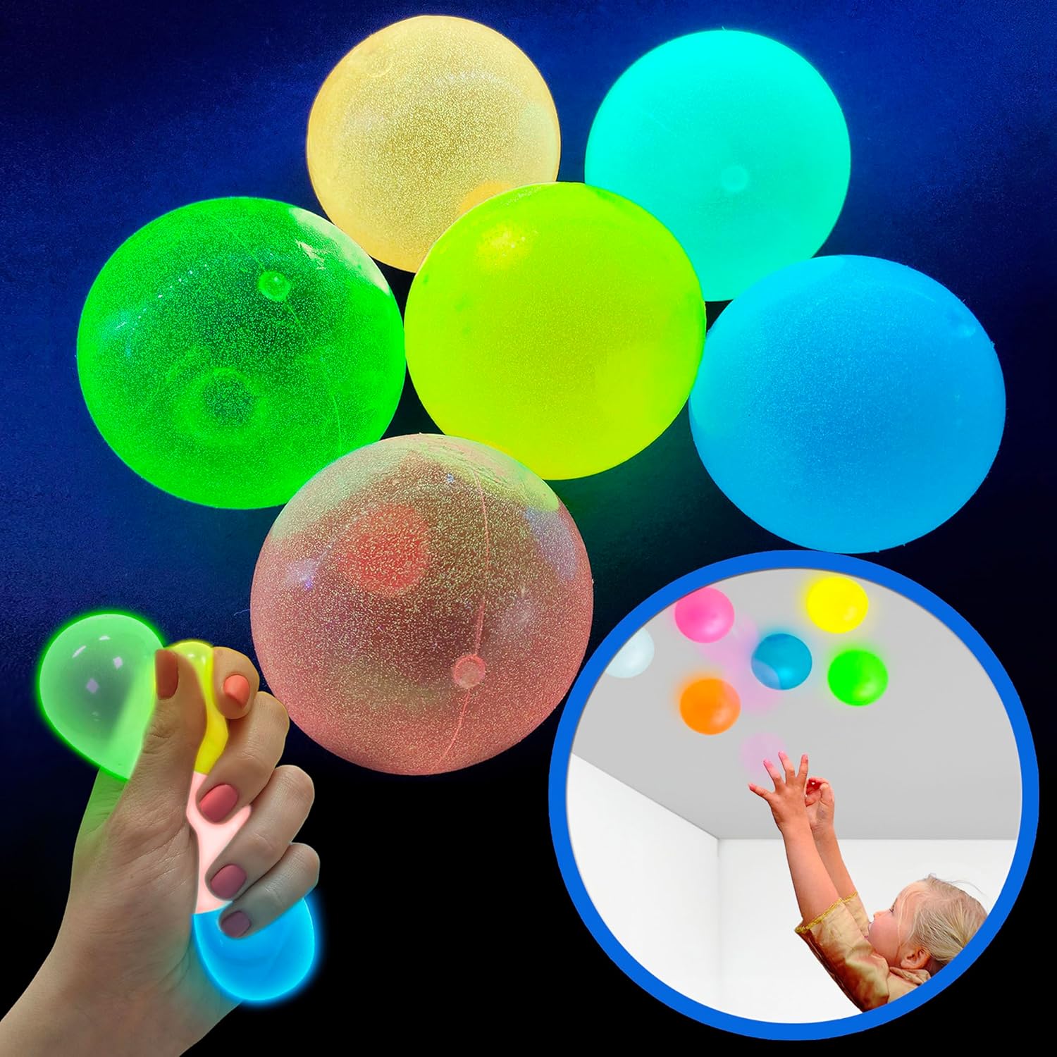 Glow Fever Glow in The Dark Sticky Balls, Stress and Anxiety Relief ...
