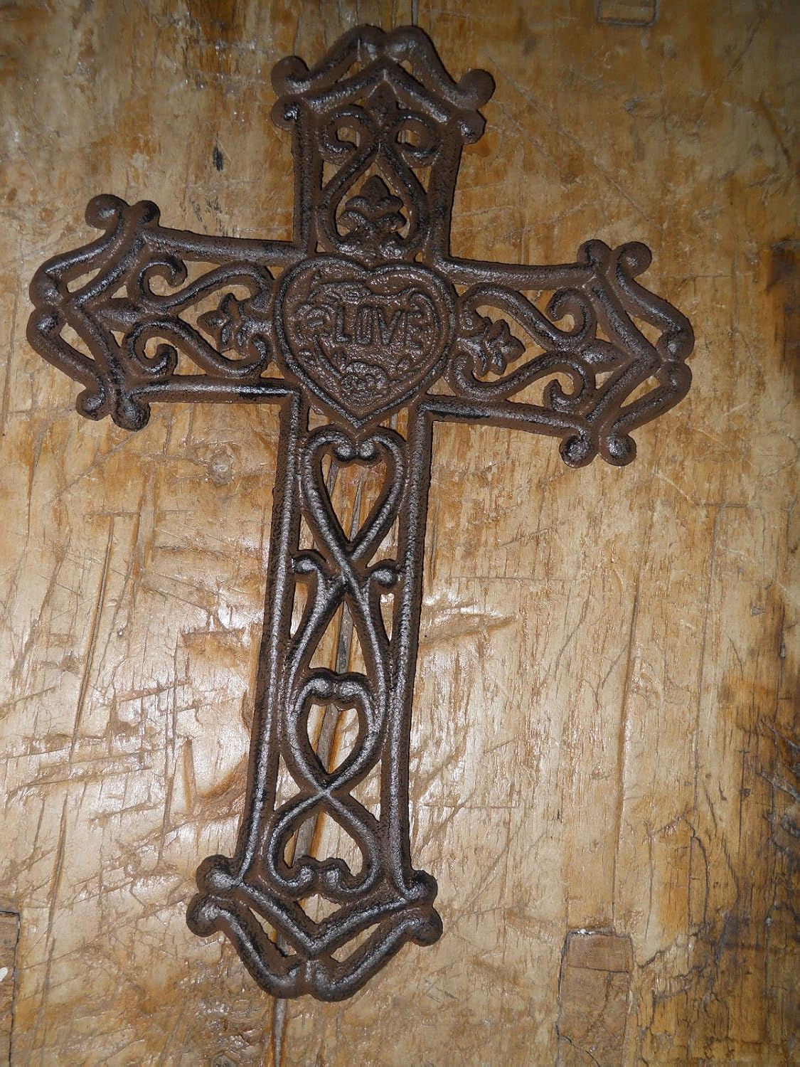 Amazon.com: Cast Iron Victorian Style Religious Cross Rustic Ranch ...
