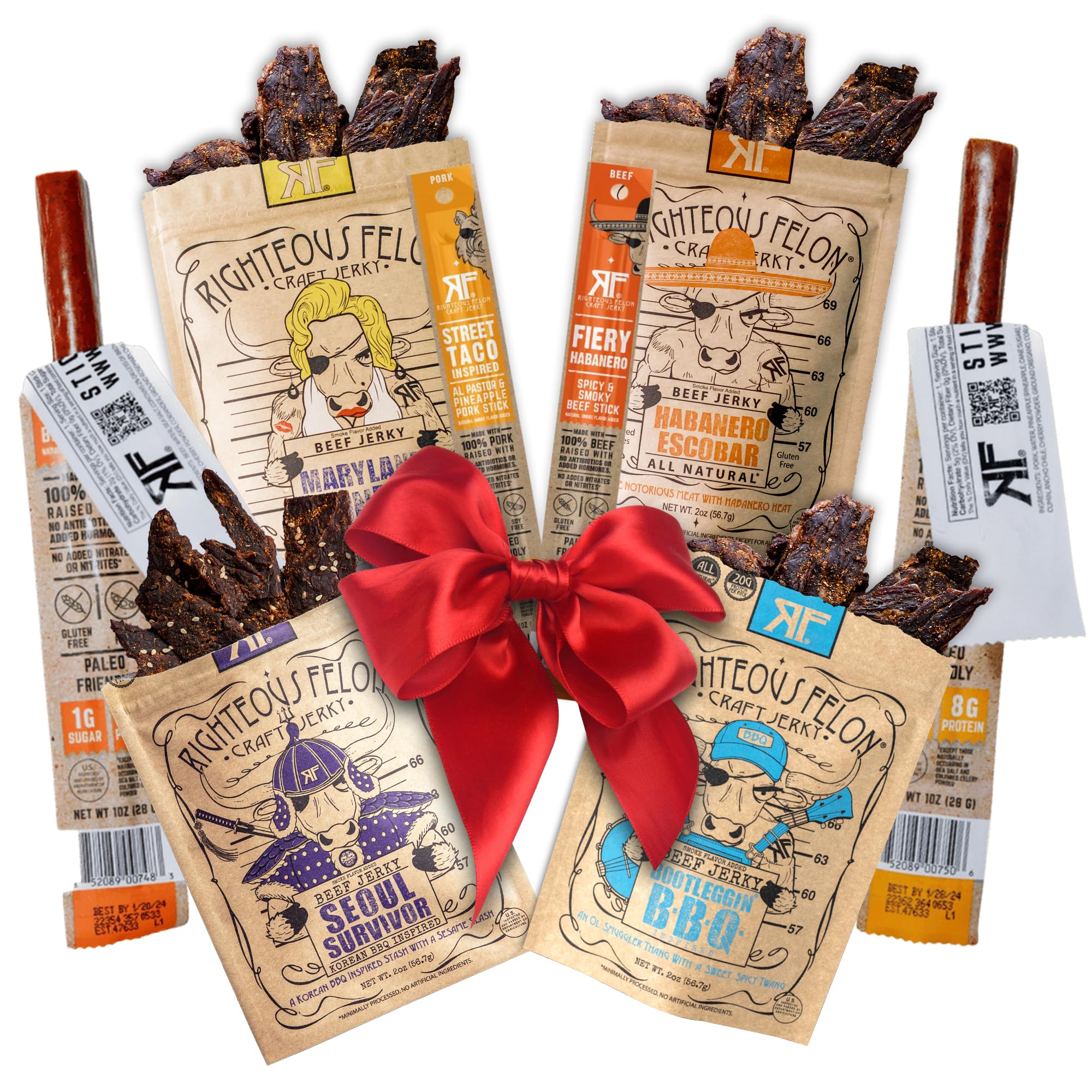 Buy Righteous Felon Beef Jerky & Meat Sticks Variety Pack | Gluten Free ...