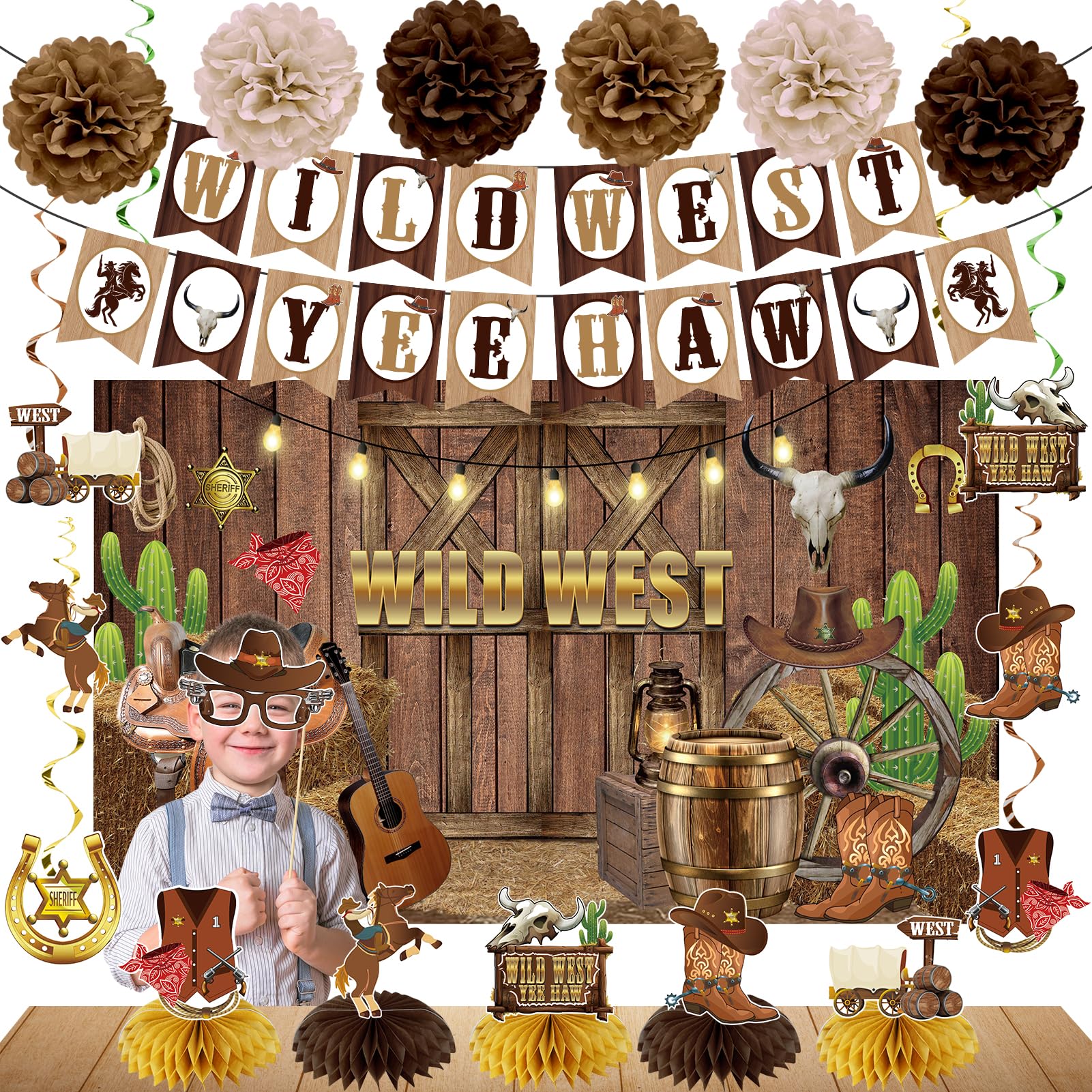 Amazon.com: Kuxriox 24PCS Western Cowboy Party Decorations Kit for Men ...