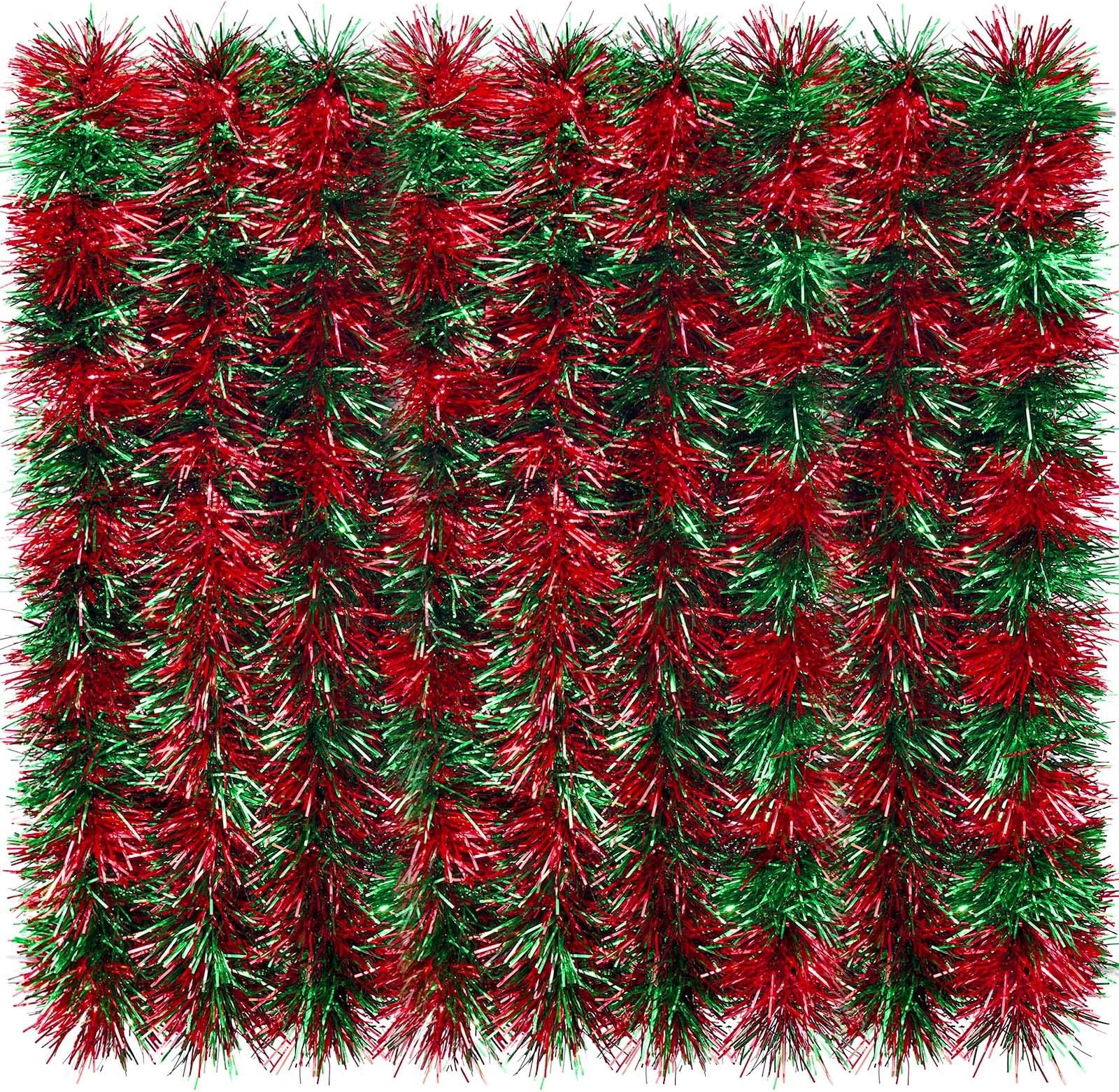 Apragaz 32.8 Feet Christmas Tinsel, Red Tinsel Thick Xmas Tinsle ...