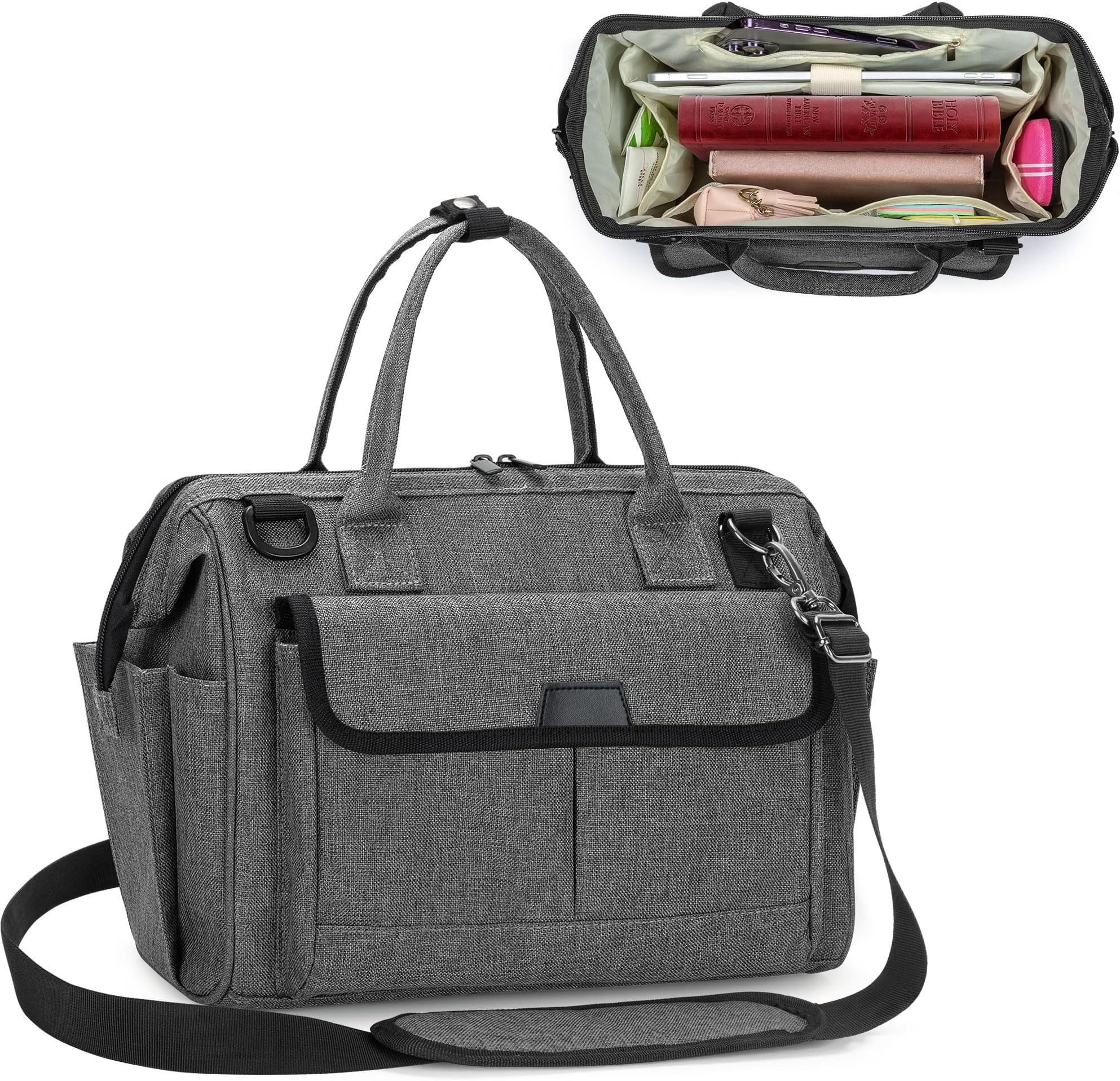 Amazon.com: LoDrid Bible Bag Tote with Multiple Pockets for Bible Items ...