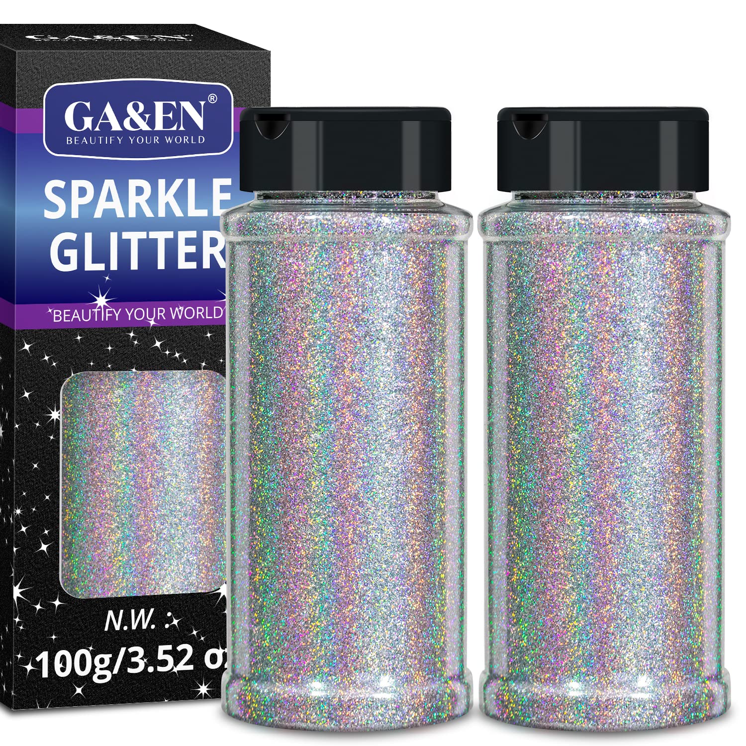 Amazon.com: Holographic Ultra Fine Glitter 100g*2pcs Silver Fine ...