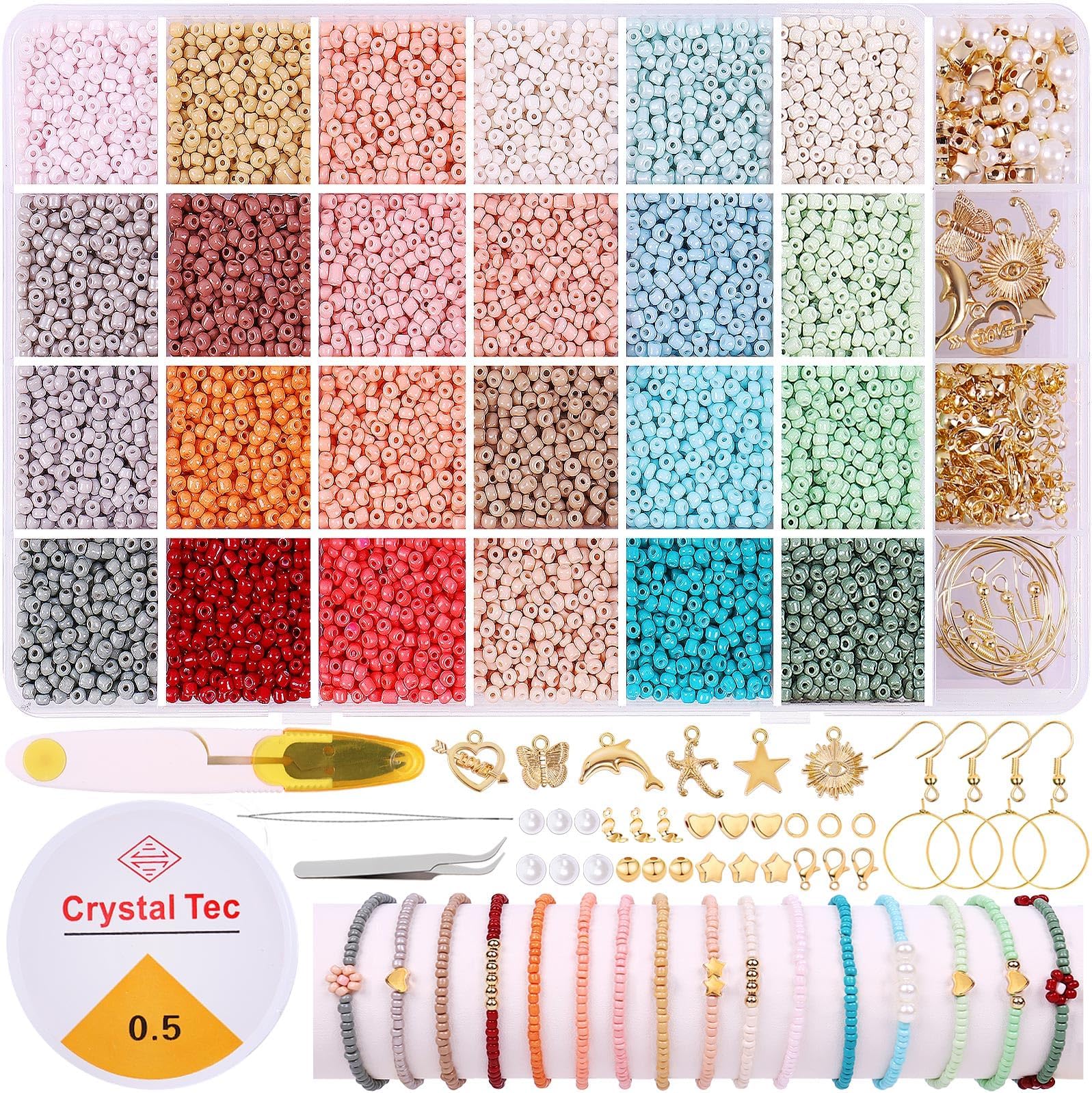 Amazon.com: Wuollgess 9000 PCS 3mm Glass Seed Beads for Bracelet Making ...