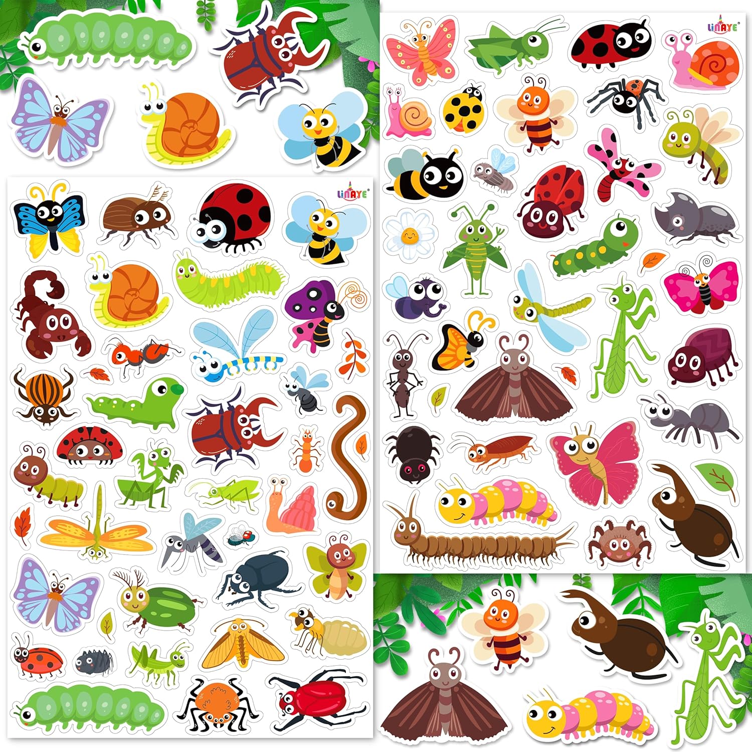 Amazon.com: LINAYE 24 Sheets Cute Bug Insect Stickers for Kids, 960 ...