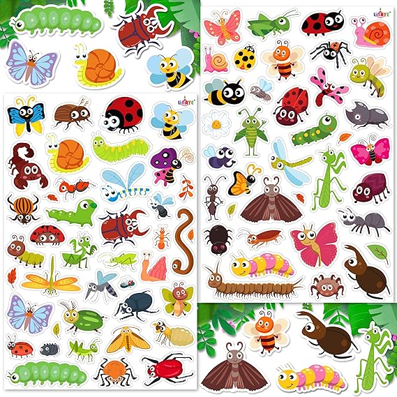 Amazon.com: LINAYE 24 Sheets Cute Bug Insect Stickers for Kids, 960 ...