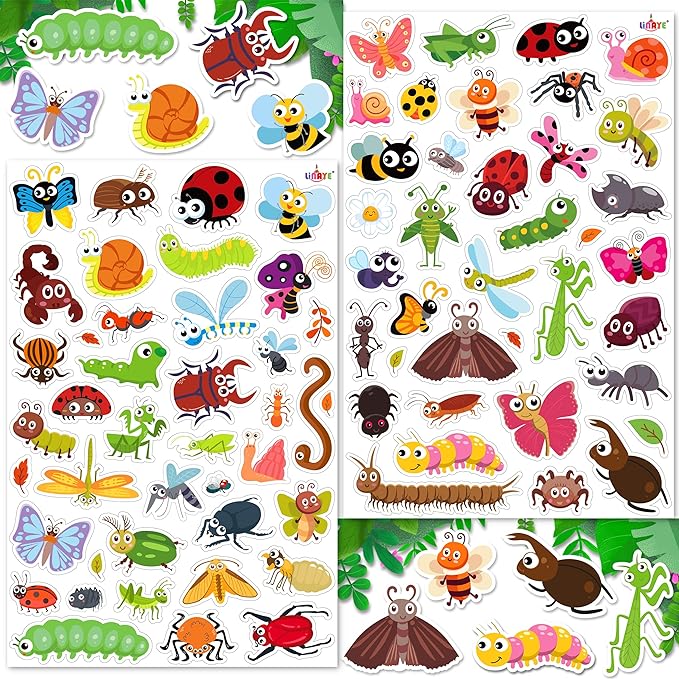 Amazon.com: LINAYE 24 Sheets Cute Bug Insect Stickers for Kids, 960 ...