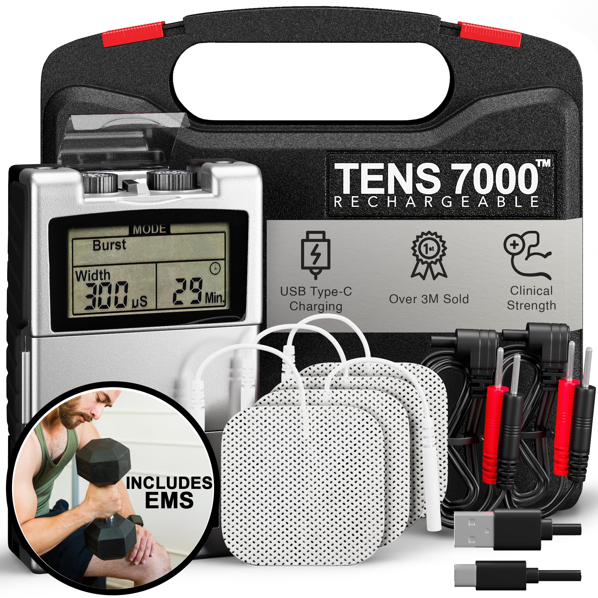 Amazon.com: TENS 7000 Rechargeable Tens Unit Muscle Stimulator, EMS ...