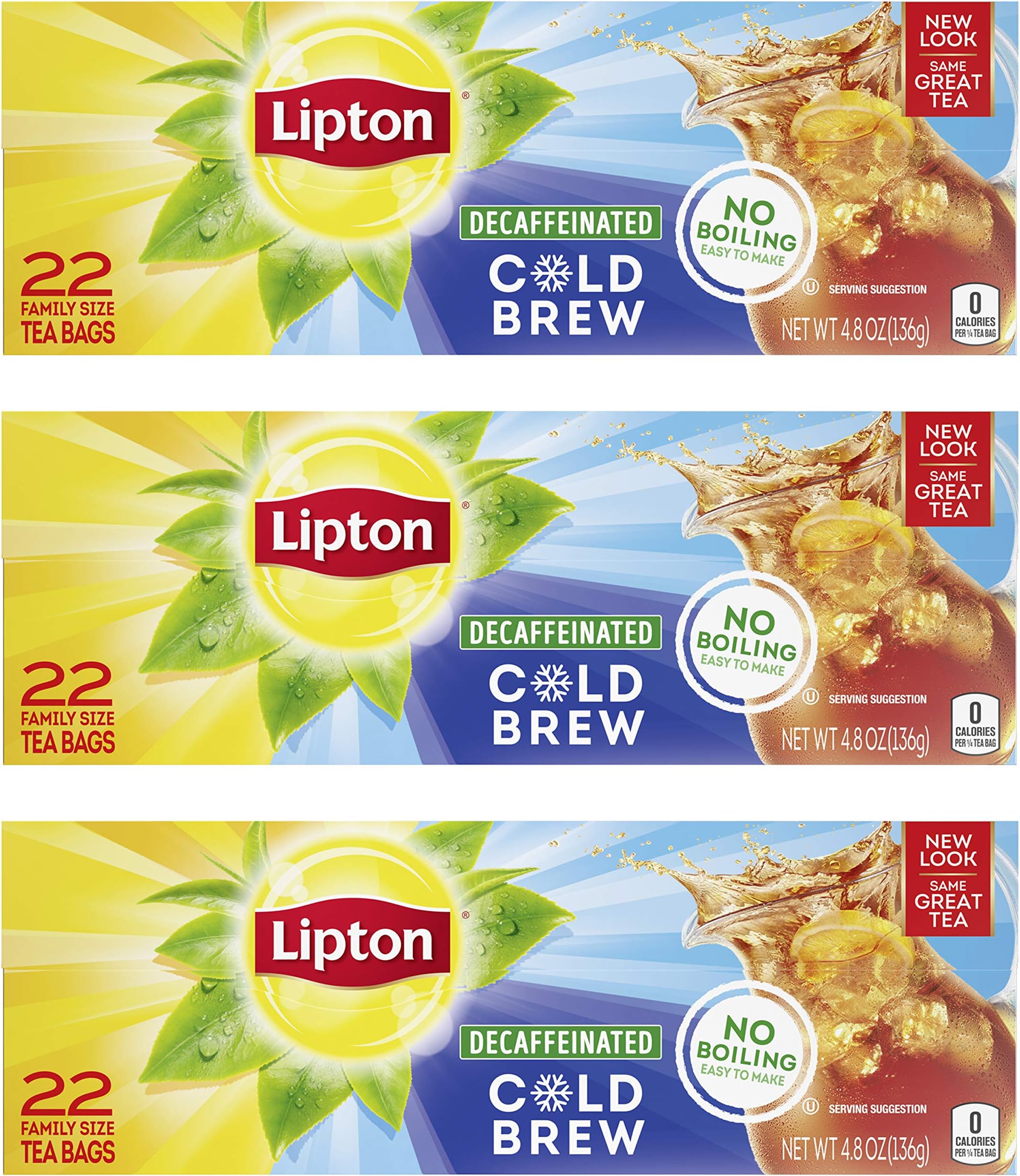 Amazon.com : Lipton Decaffeinated Cold Brew Family Size Iced Tea Bags ...
