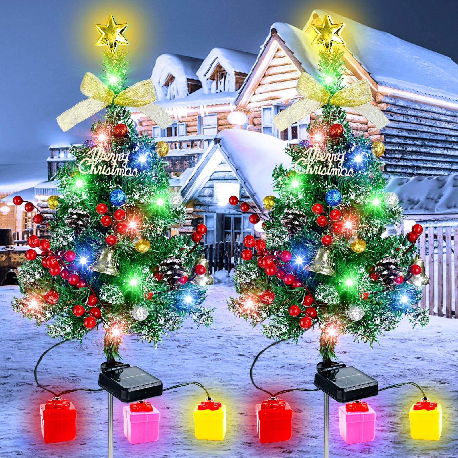 Amazon.com: Solar Christmas Tree Decorations Outdoor Lights 2 Packs ...