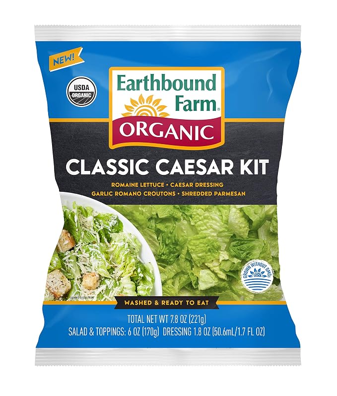 Amazon.com: Earthbound Farm Organic Classic Caesar Salad Kit 7.8oz ...