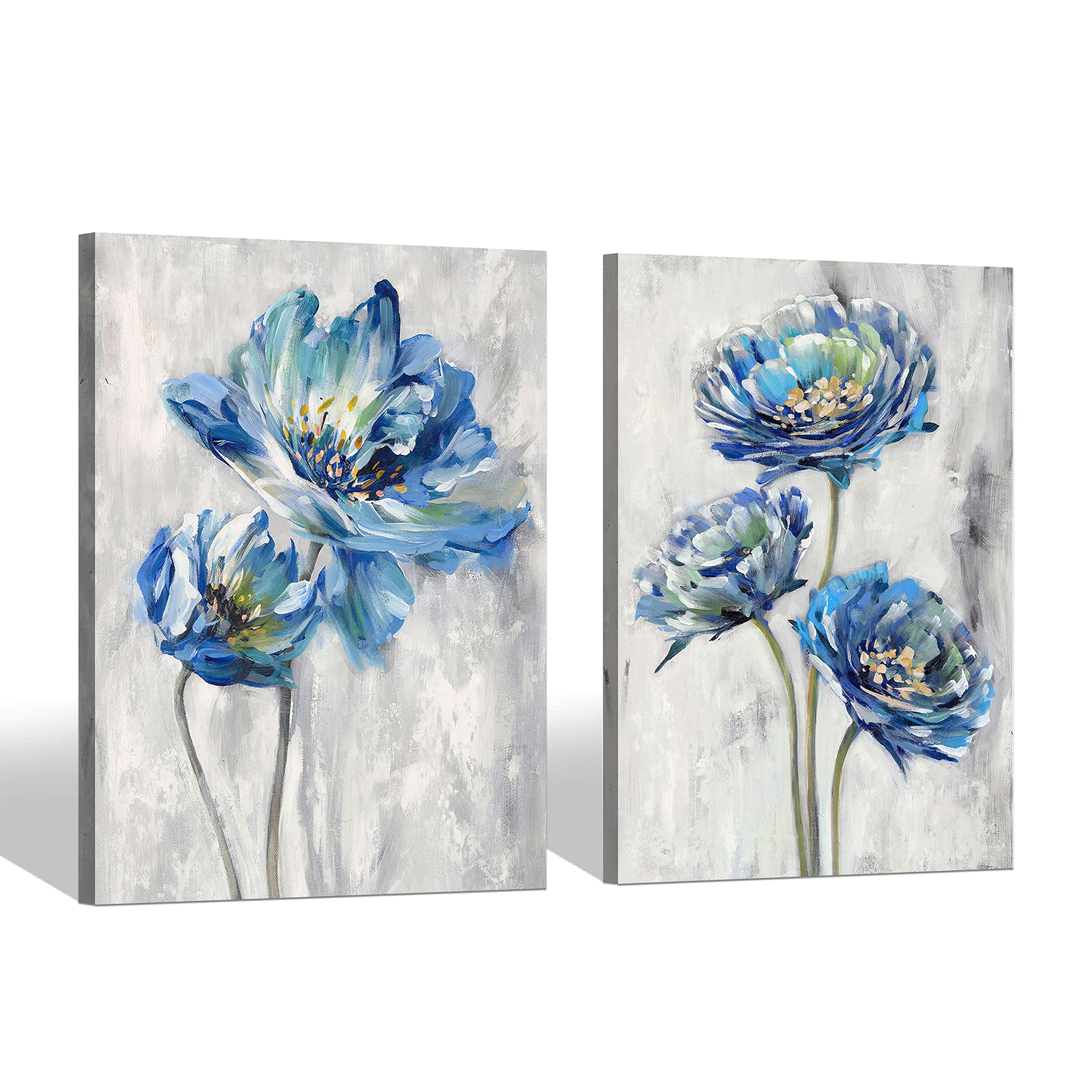 Amazon.com: Color Play Blue Flower Canvas Wall Art: Bathroom Bedroom ...