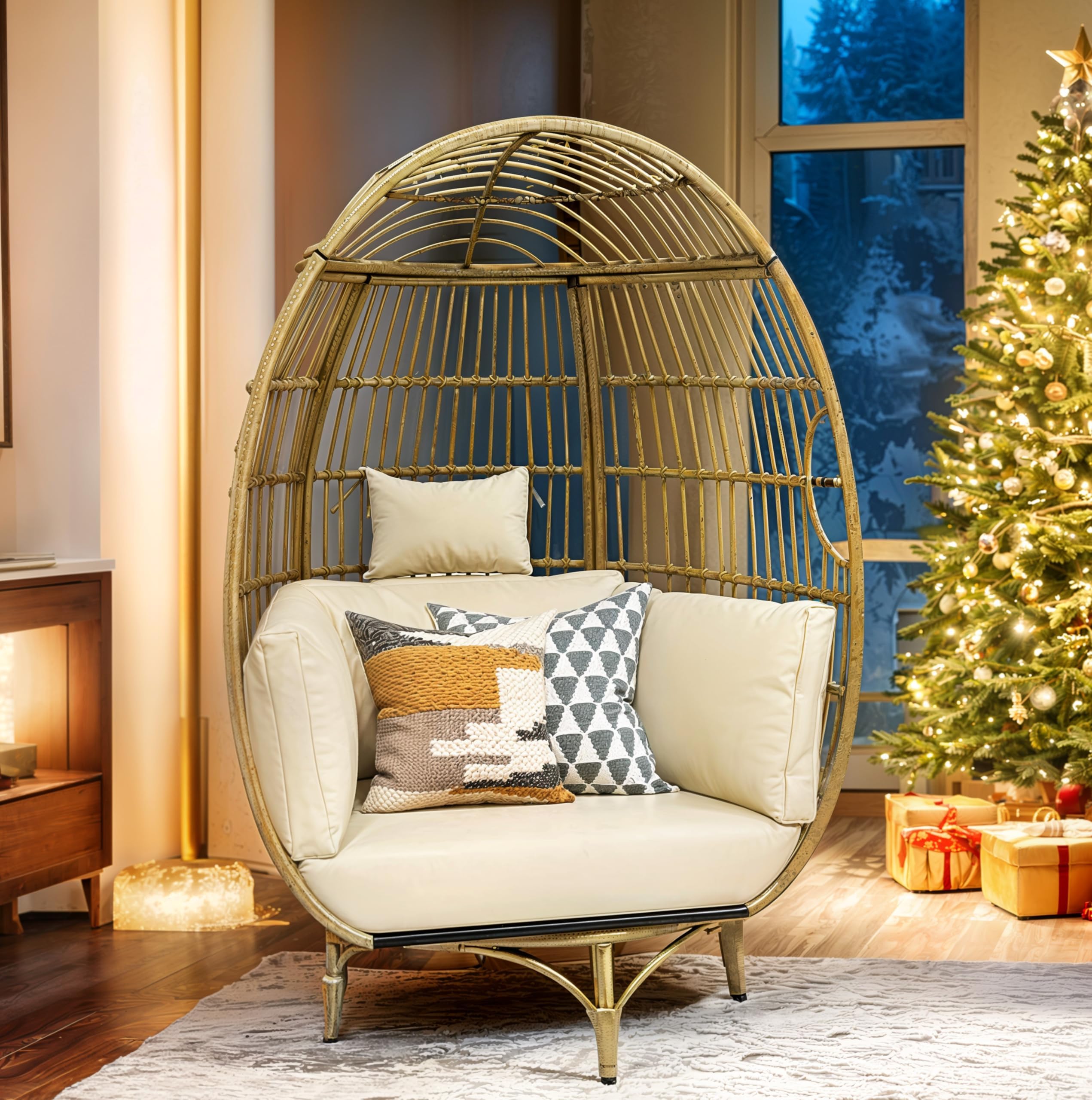 Amazon.com: Bme Heavy Duty 400 lbs Capacity Wicker Egg Chair for ...