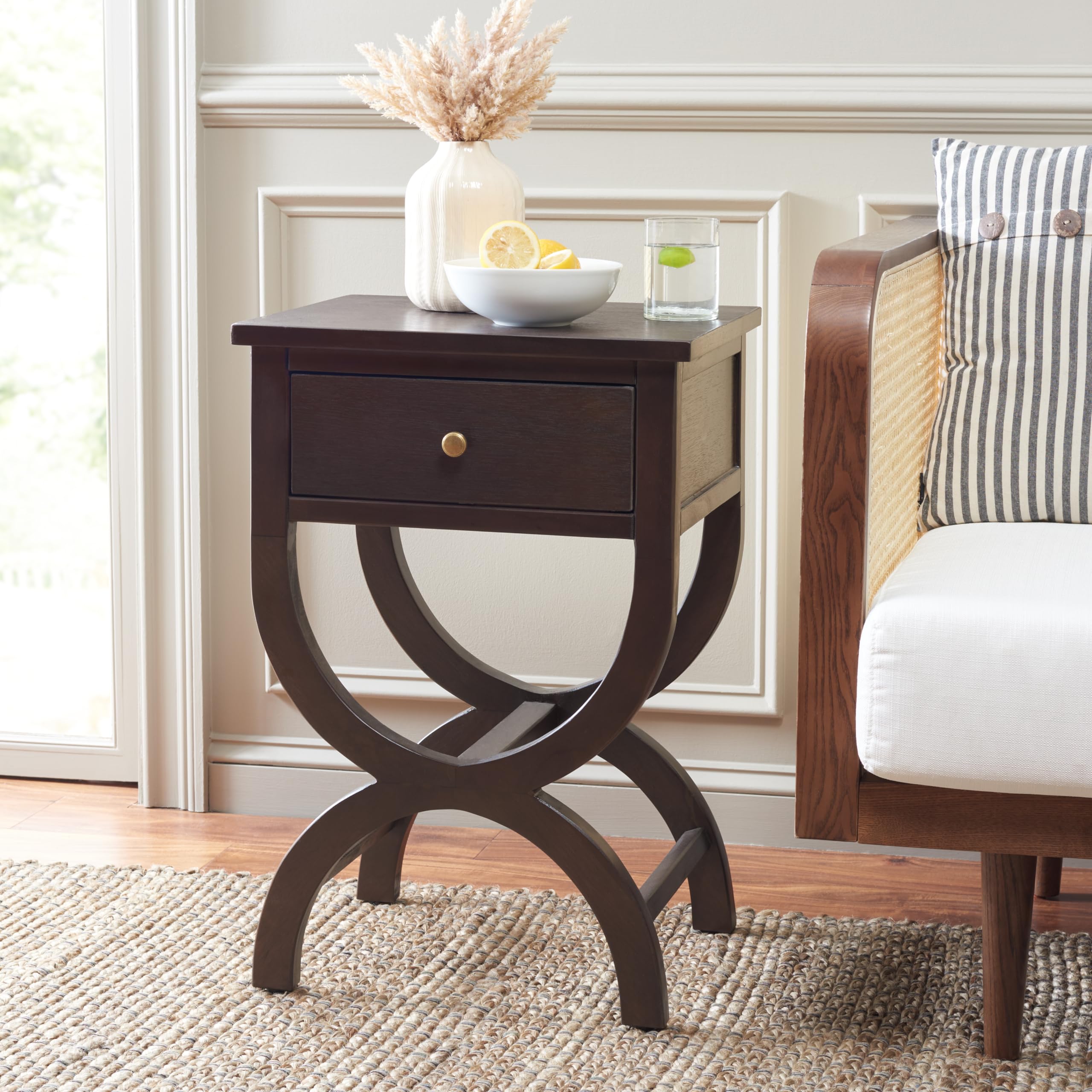 Amazon.com: SAFAVIEH Home Collection Maxine Walnut Brown 1-Drawer ...