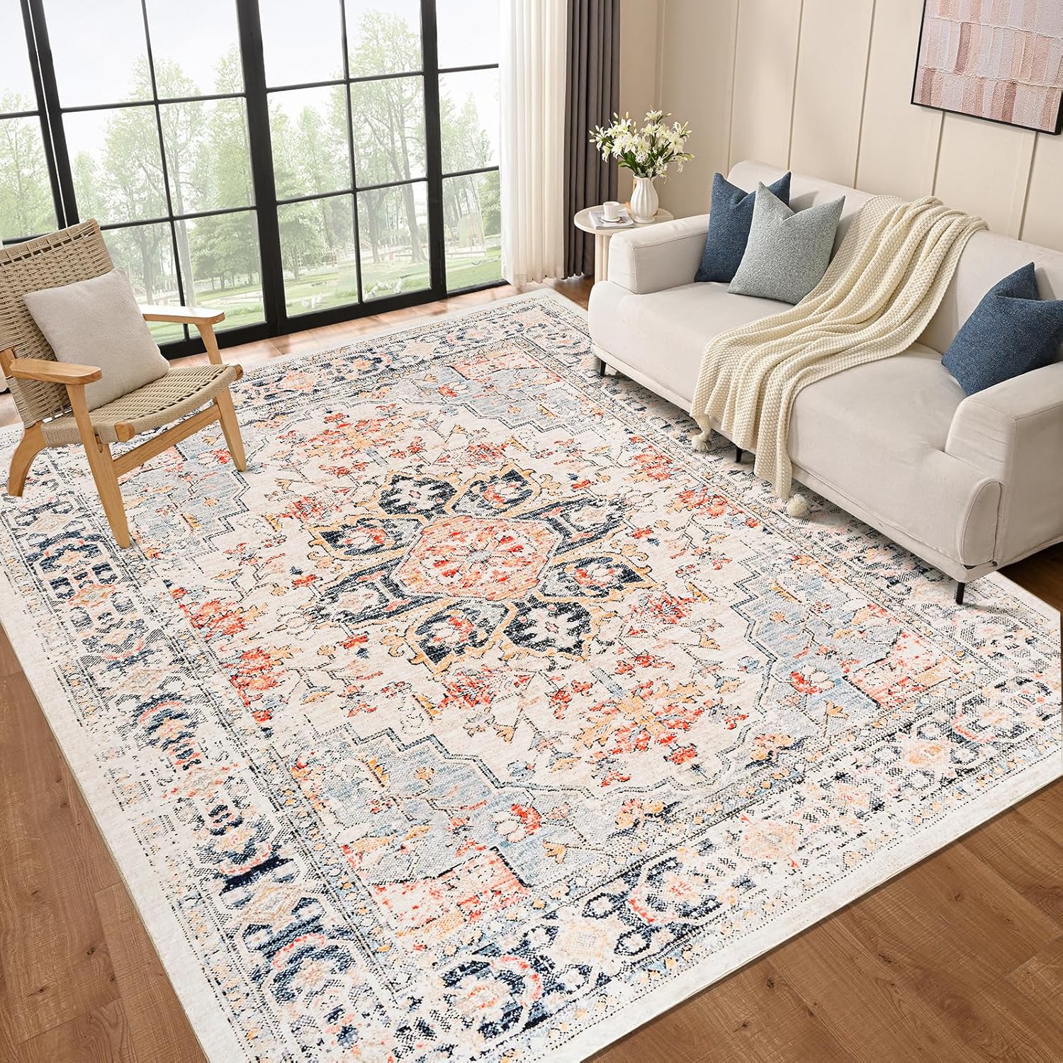 Amazon.com: Washable Area Rug for Living Room - Large Vintage Urtla ...
