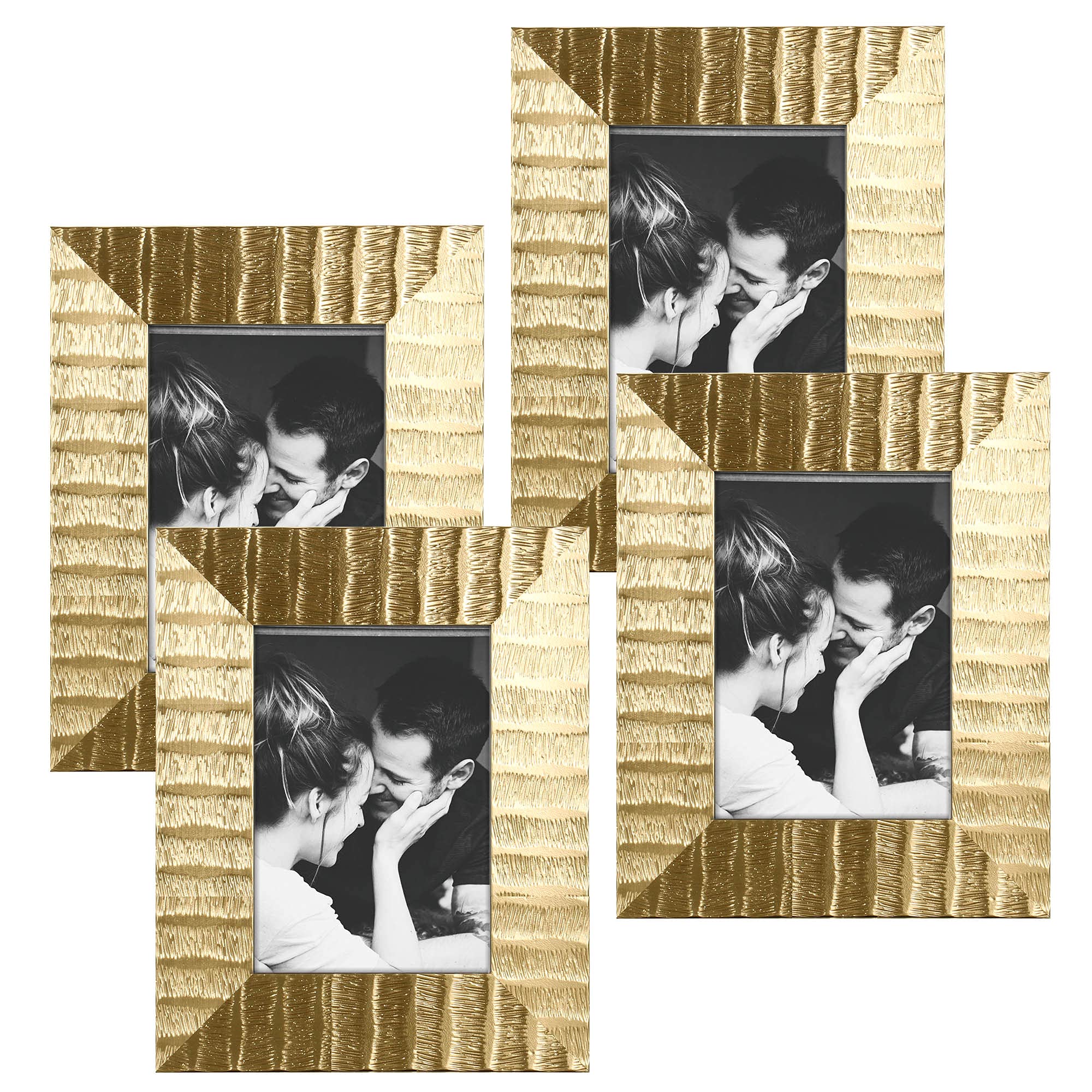 ArtbyHannah 5x7 Inch 4 Pack Ornate Gold Picture Frames Set with High ...