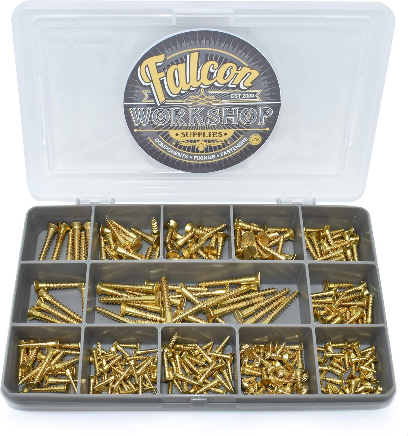 195 Assorted Piece Solid Brass 2g 3g 4g 6g Slot Countersunk CSK Wood ...