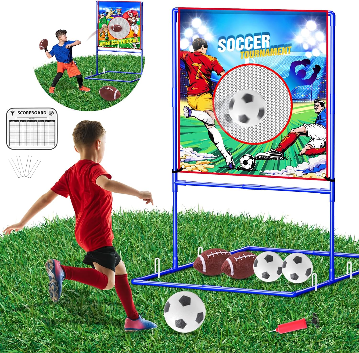 VATOS 2 in 1 Football Toss Target Games and Rugby Ball Toy for Kids ...