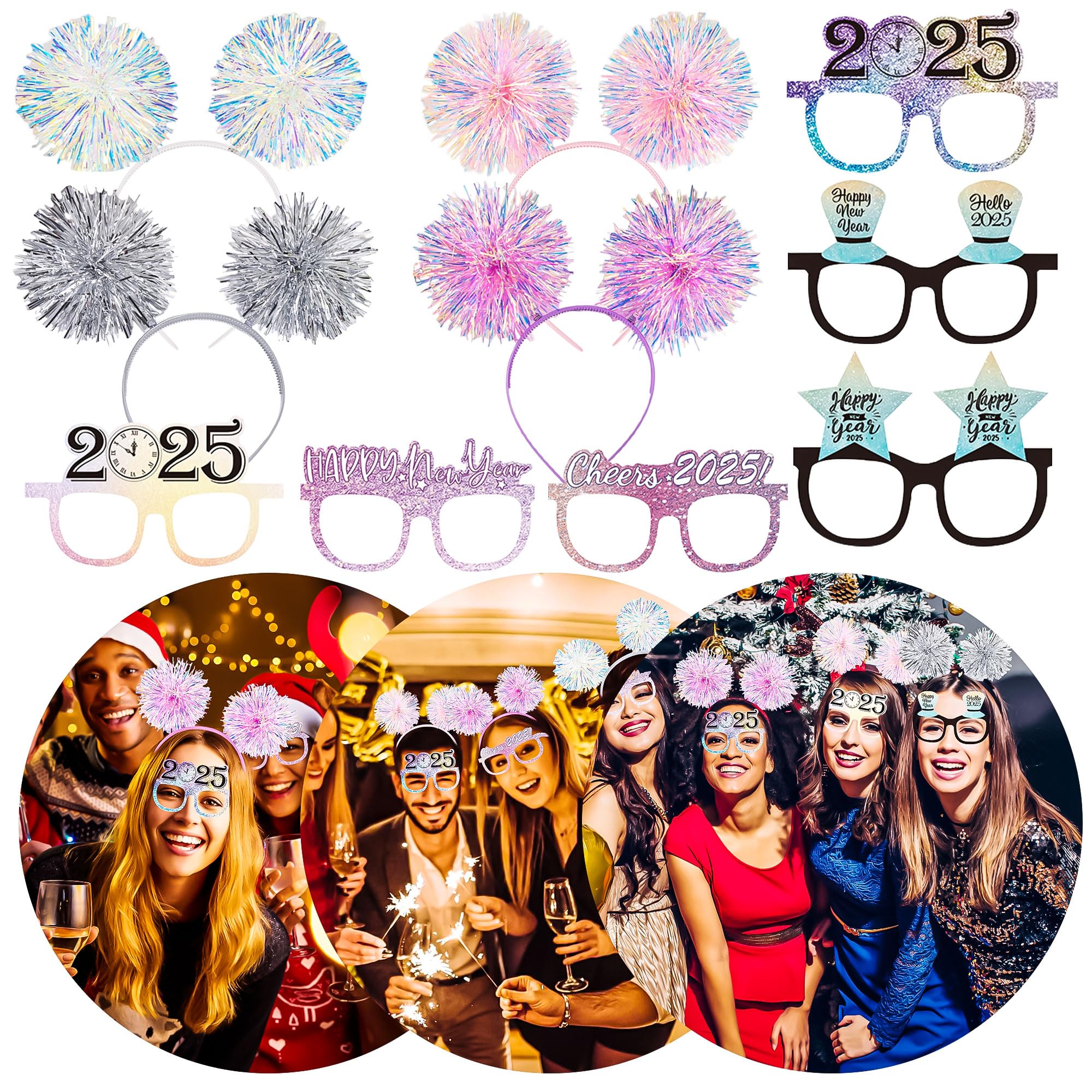 Amazon.com: LaVenty 2025 Happy New Year Party Supplies 2025 Photo Booth ...