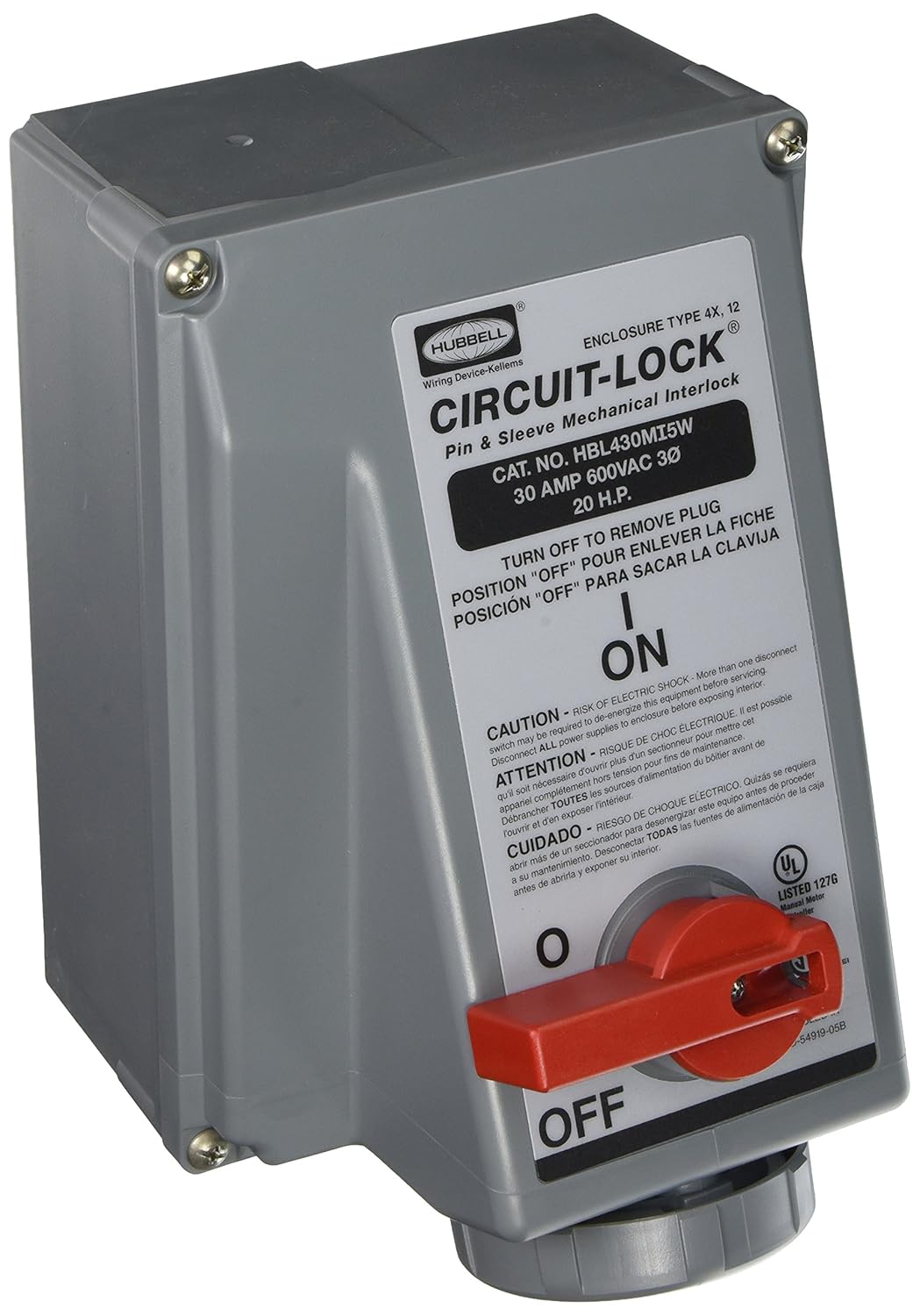 Amazon.com: Hubbell HBL430MI5W Receptáculo entrelazado mecánicamente ...