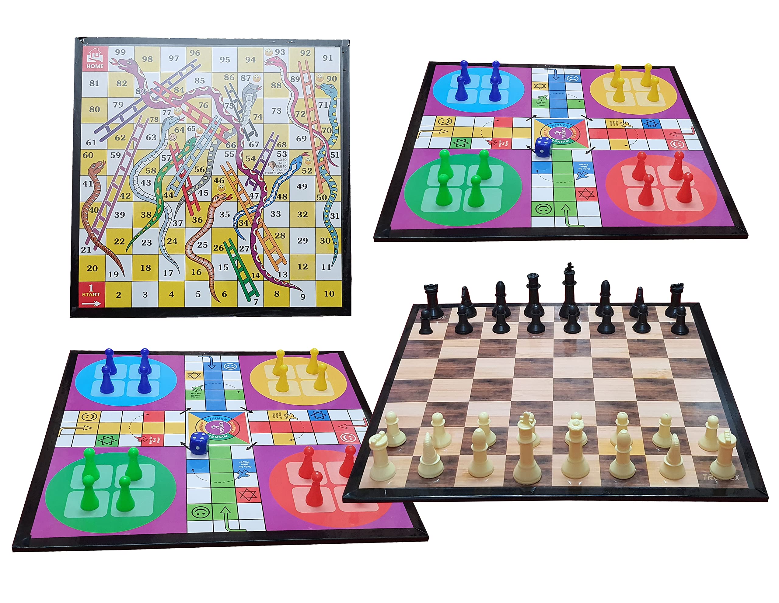 Buy TRUENEX Multiple Games Set Ludo, Chess, Snakes & Ladders, Size ...