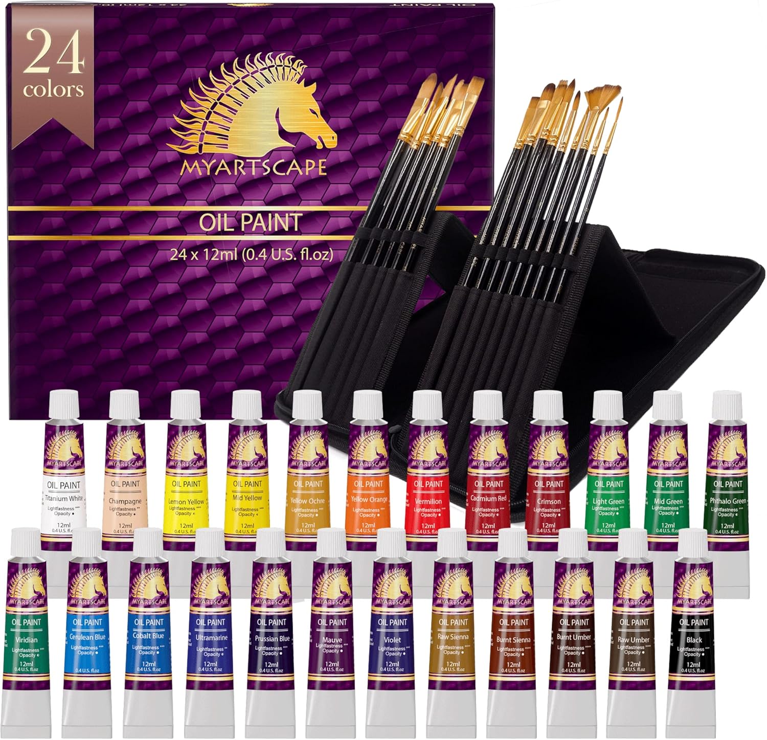 Amazon.com: MyArtscape Supplies Paint Bundle - Oil Paint Set - 12ml x ...