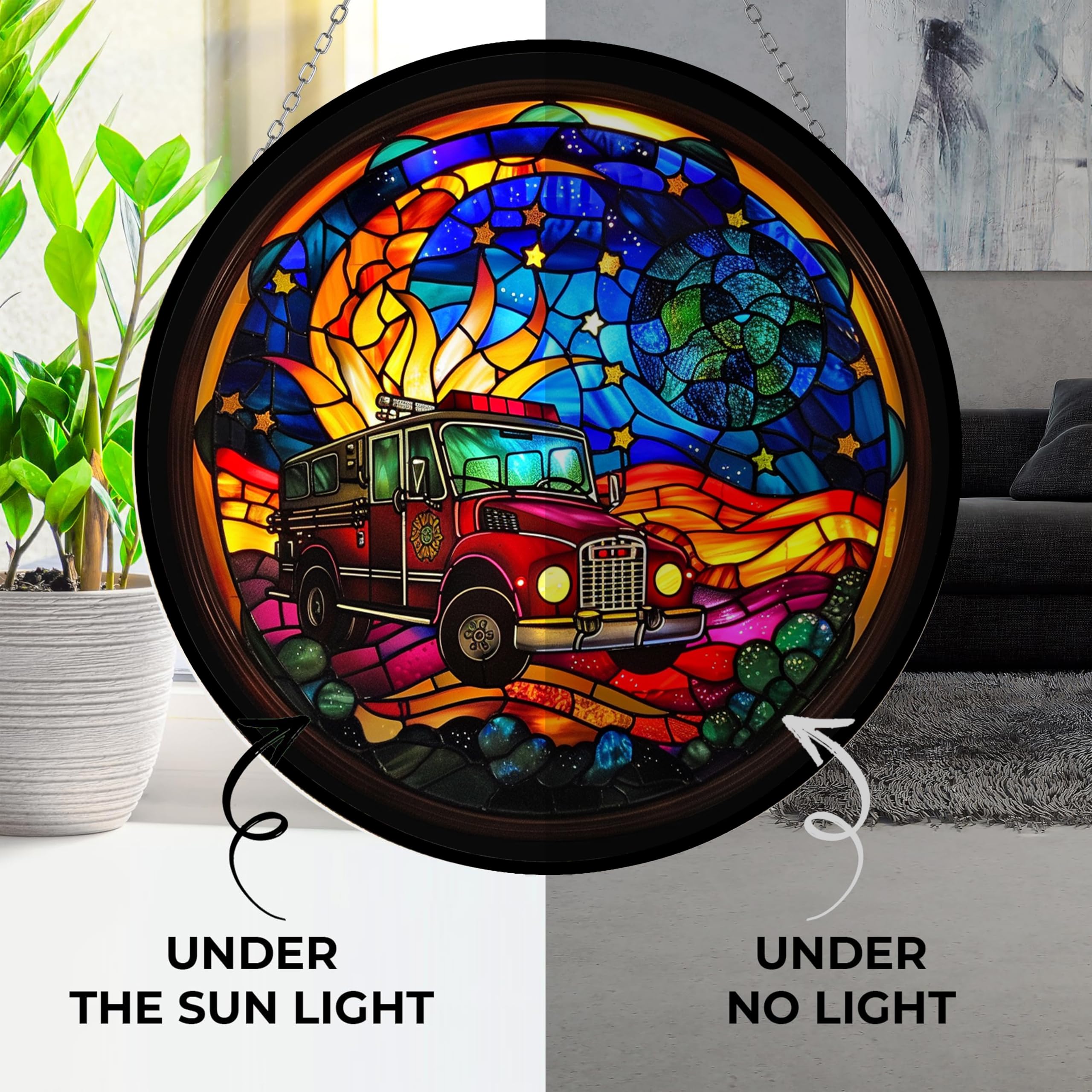 Firefighter Stained Glass Amazon.com: 365CUSGIFTS Firefighter Stained