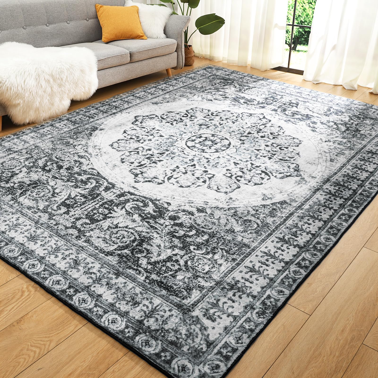 Amazon.com: VSIWB Vintage Medallion Area Rug 4x6 Washable Low-Pile ...