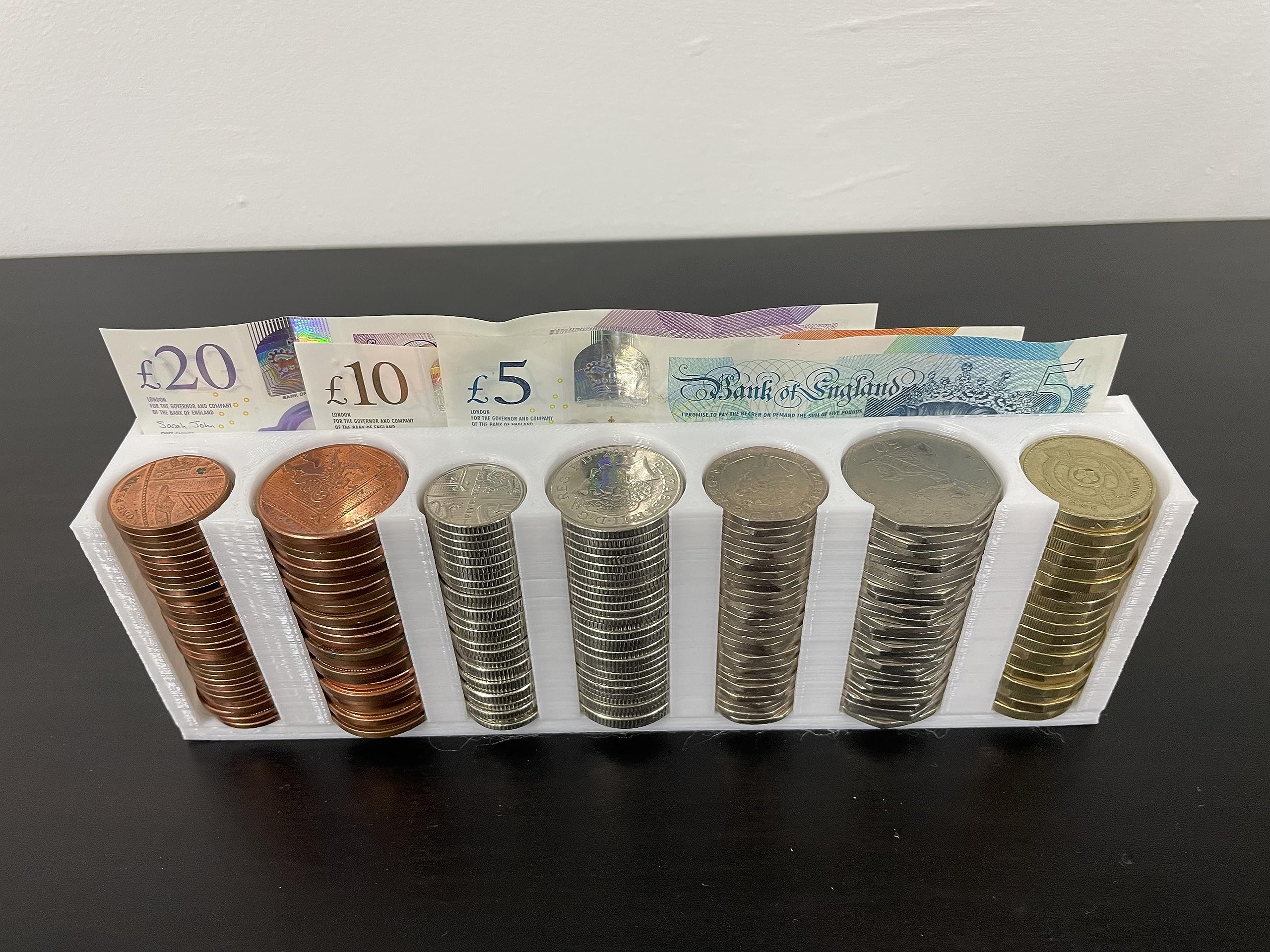 Coin Cash Note Money Organiser Mini Storage Holder Sorter Savings White ...