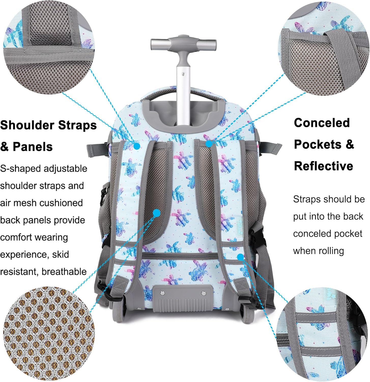 Tilami Rolling Backpack 19 inch with Lunchbox Wheeled Laptop Backpack ...