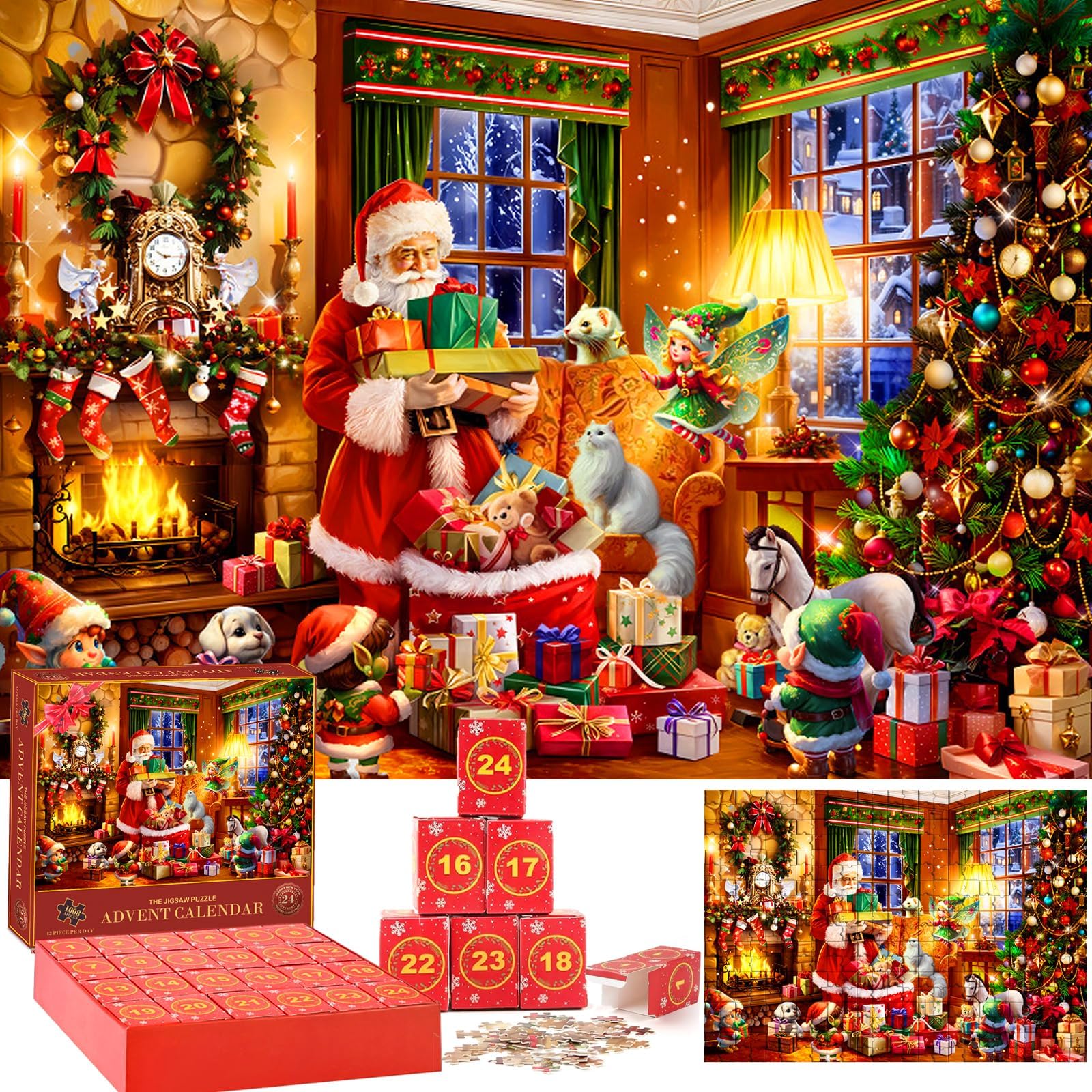 Amazon.com: Lavievert Advent Calendar 2024 Christmas Jigsaw Puzzle ...