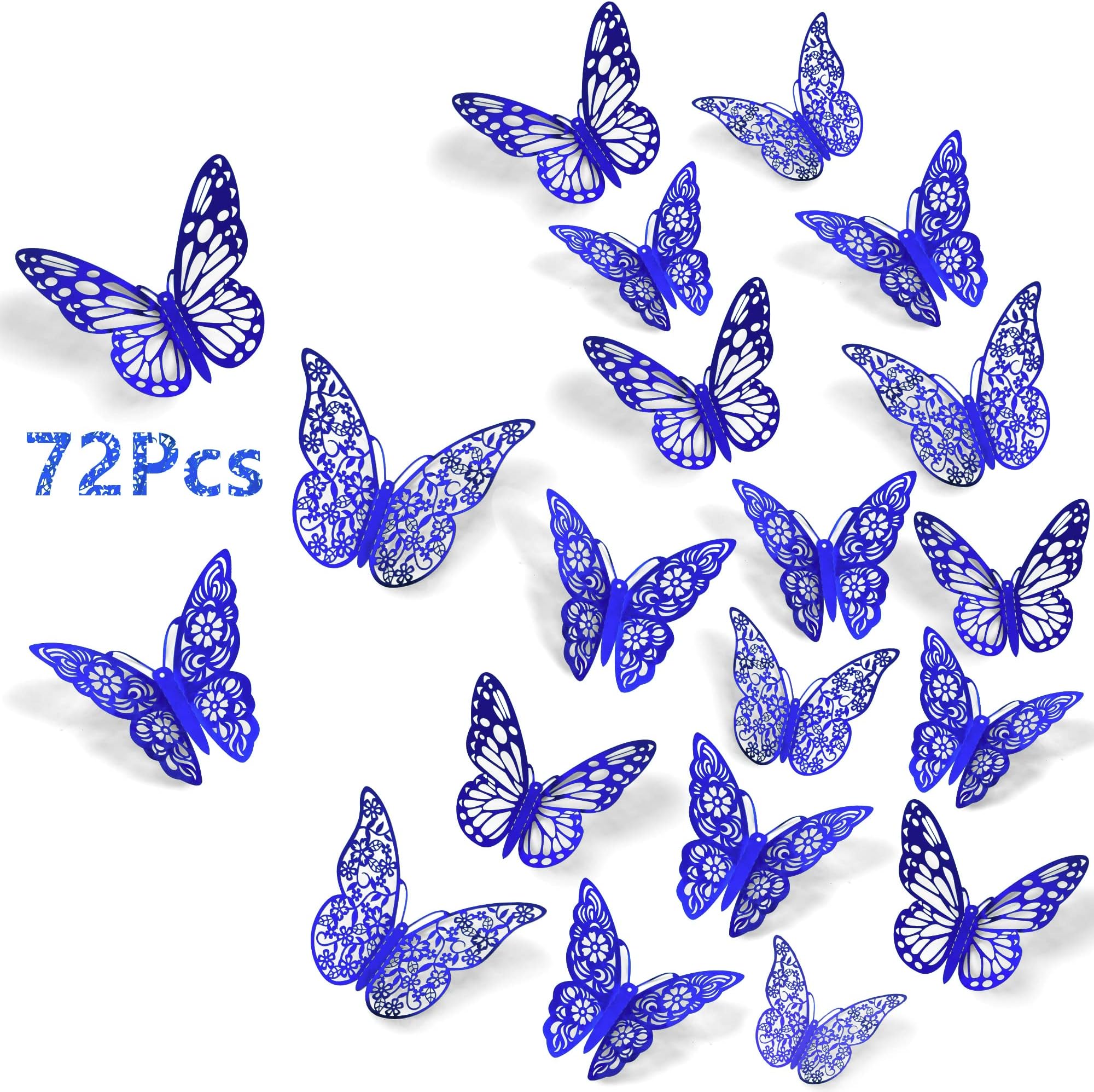 Amazon.com: 3D Royal Blue Cobalt Butterfly Wall Stickers Removable ...