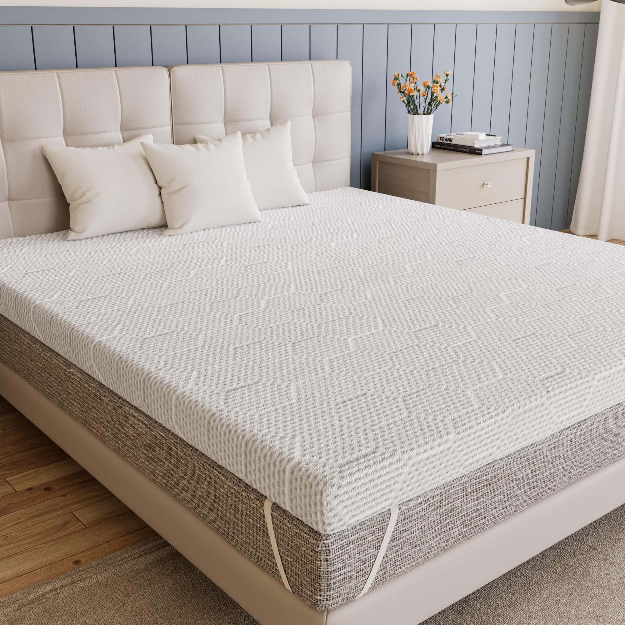 Amazon.com: HIPIHOM Twin Memory Foam Mattress Topper Ventilated Soft ...