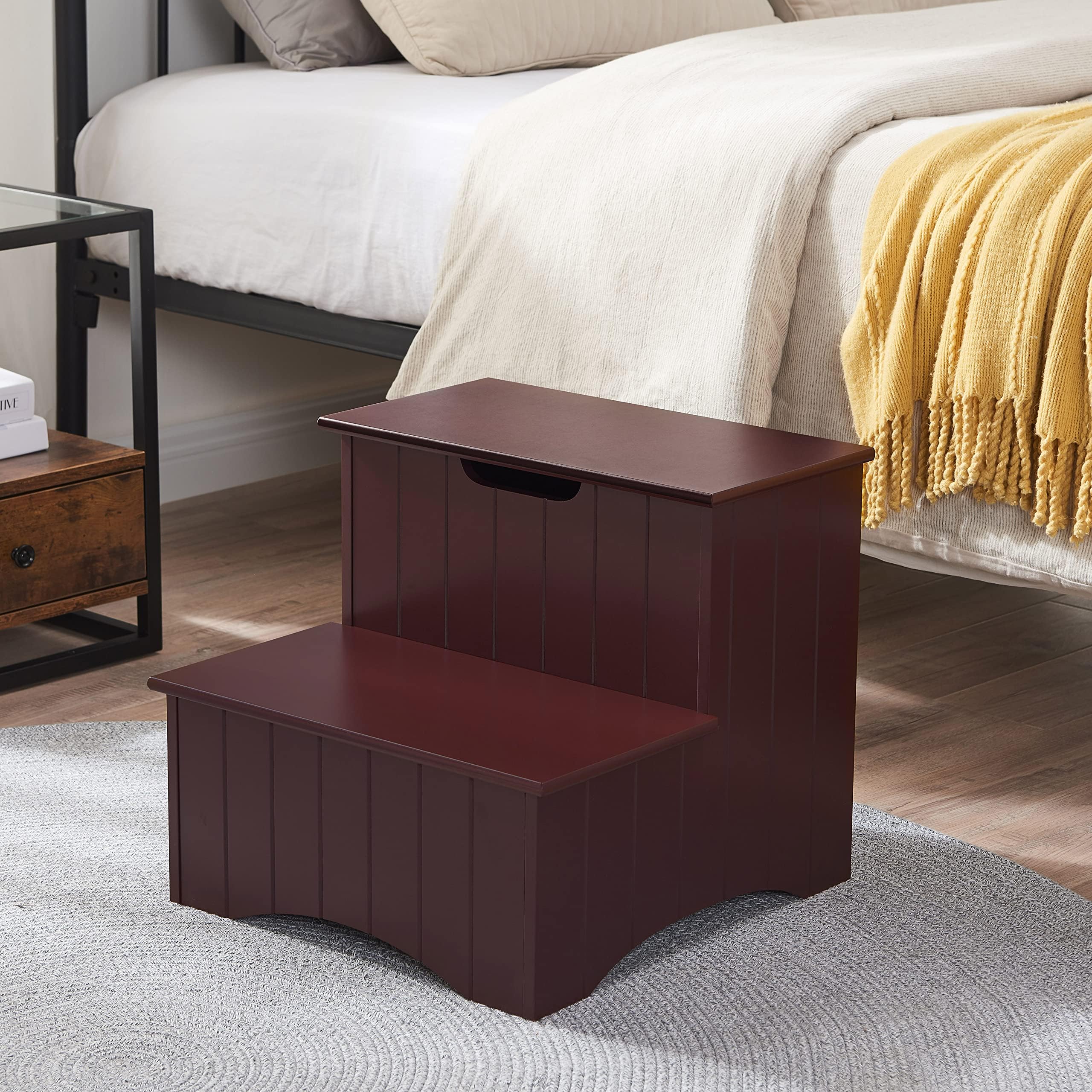 Amazon.com: Kings Brand Furniture - 2 Step Wooden Step Stool with ...