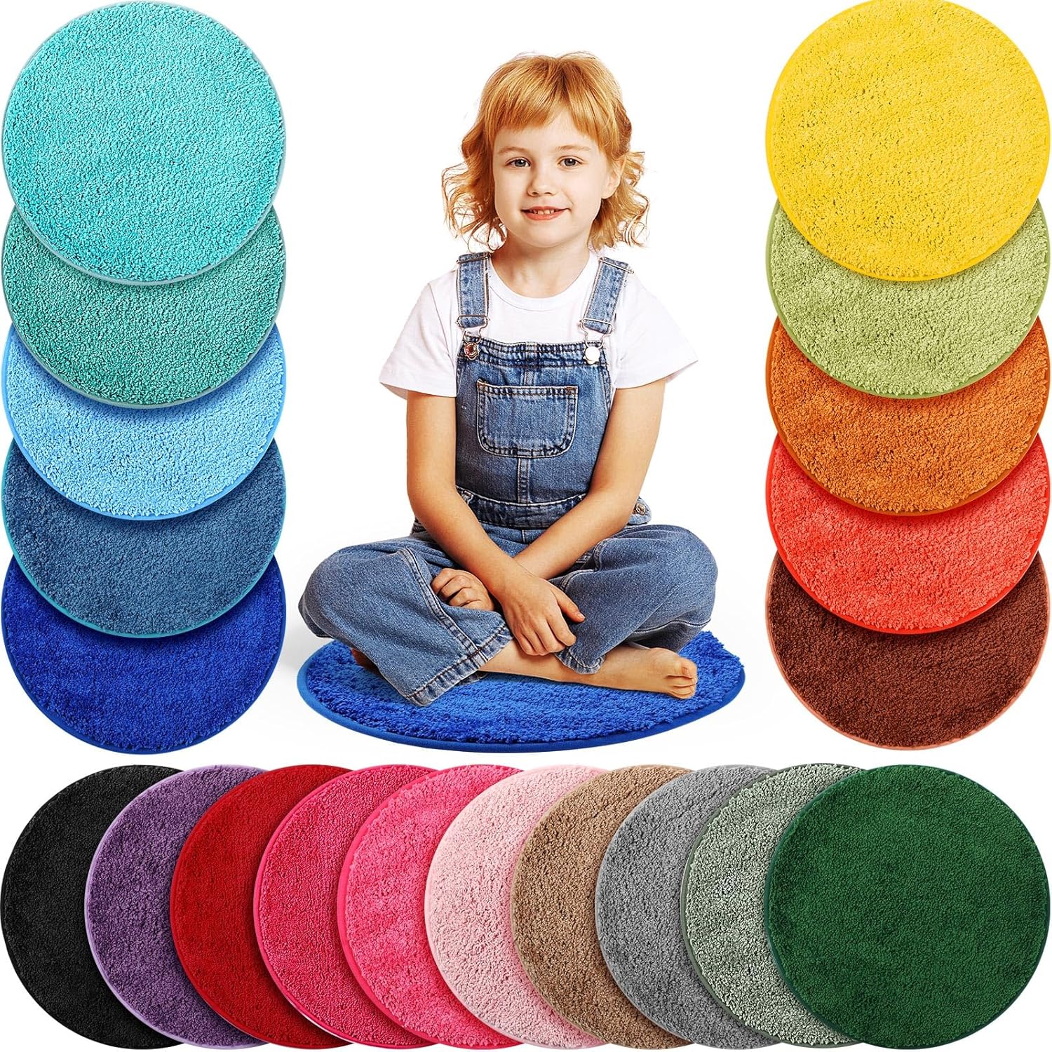 Amazon.com: Drydiet 20 Pcs Kids Mats 18 Inch Crazy Round Carpet Seats ...