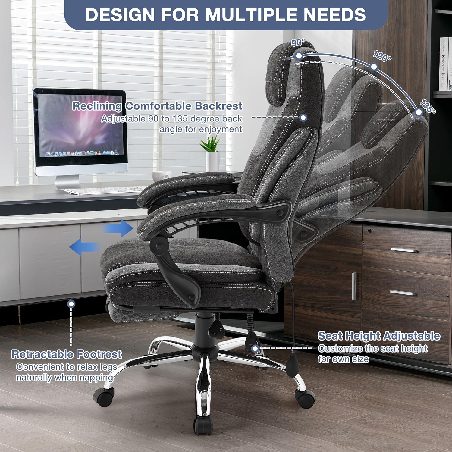 Big and Tall Fabric Office Chair 400lbs, Executive Nepal | Ubuy