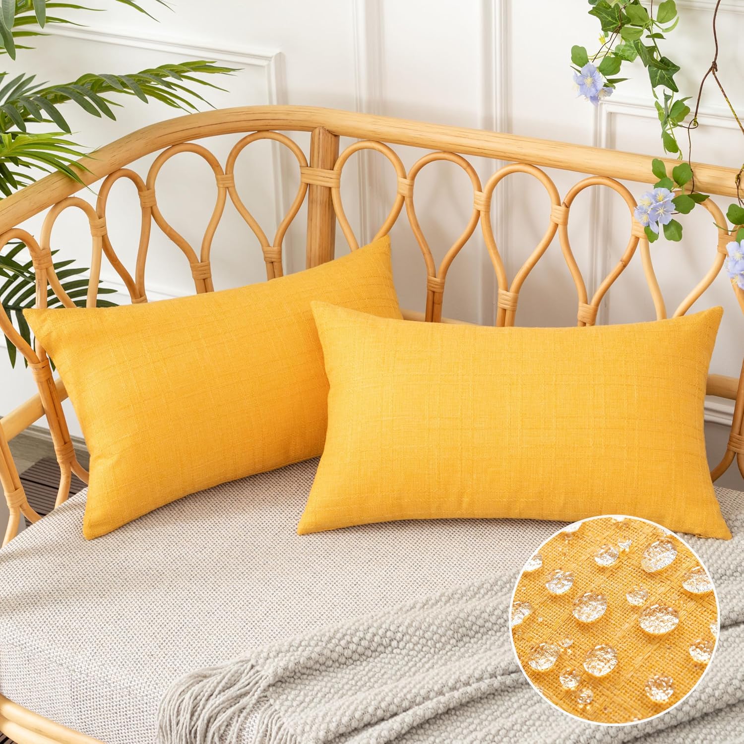 Amazon.com: UGASA Outdoor Throw Pillow Covers Pack of 2 Plaid Texture ...