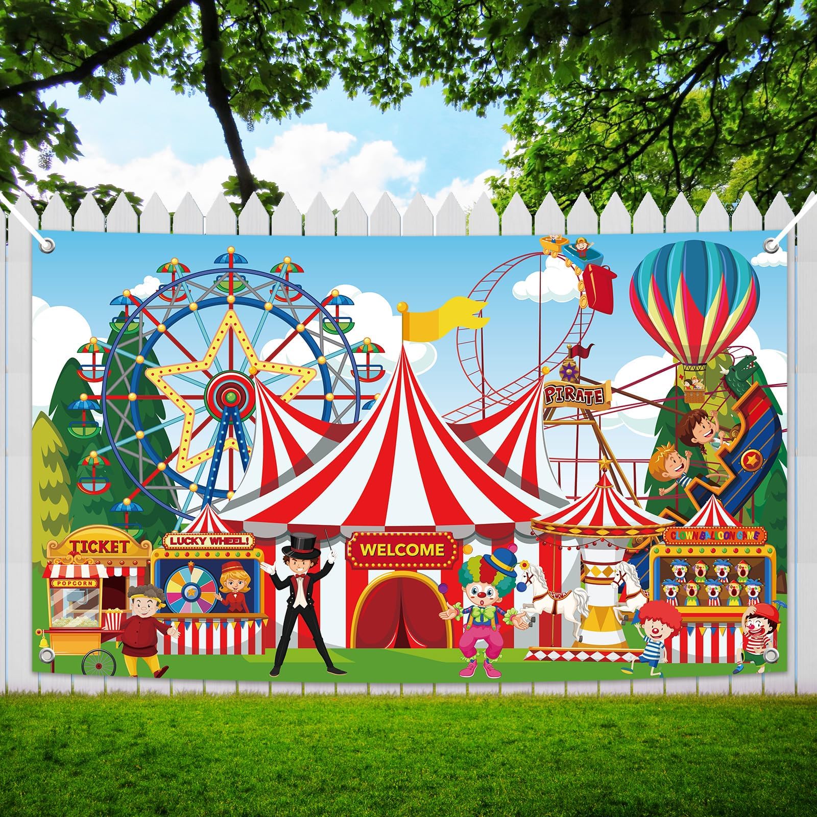 Amazon.com : Red Carnival Circus Decoration Backdrop Carnival Banner ...