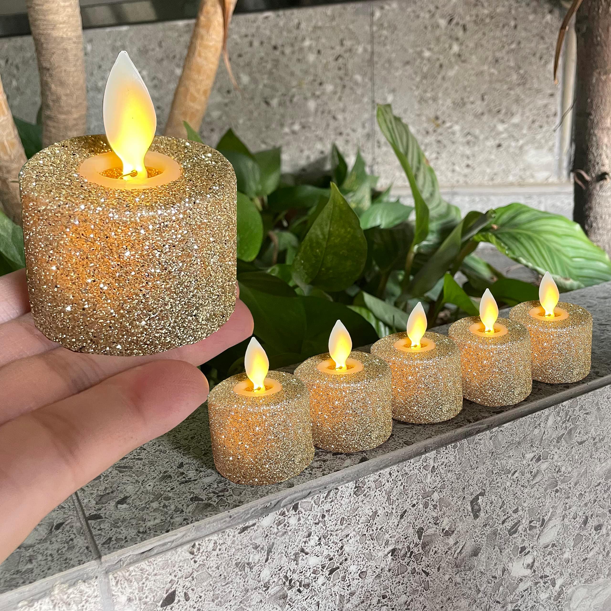 Amazon.com: LULUBRO 6 Packs Gold Led Battery Operated Flameless ...