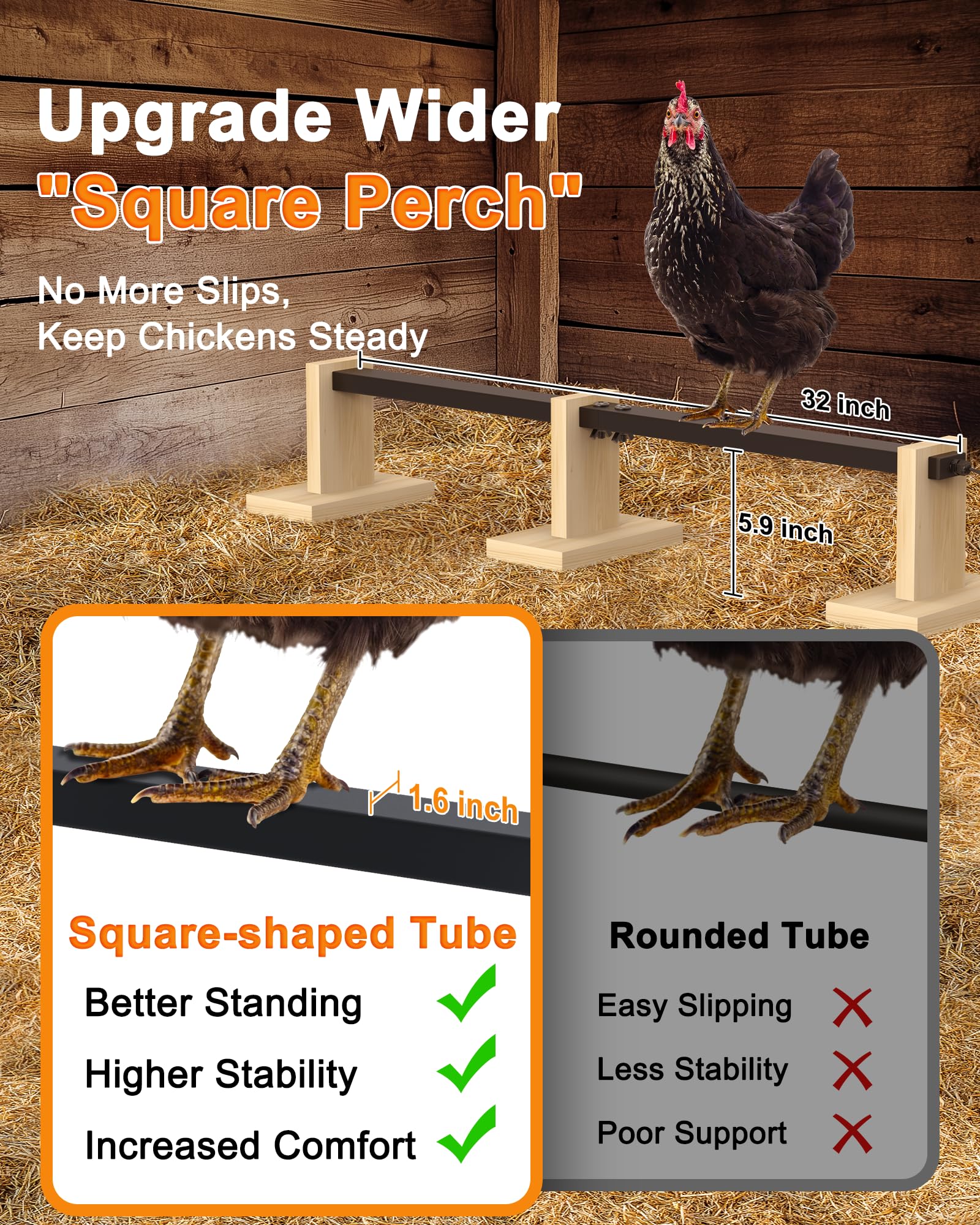 Snapklik.com : Heated Chicken Perch For Coop Heated Roosting Bar For ...