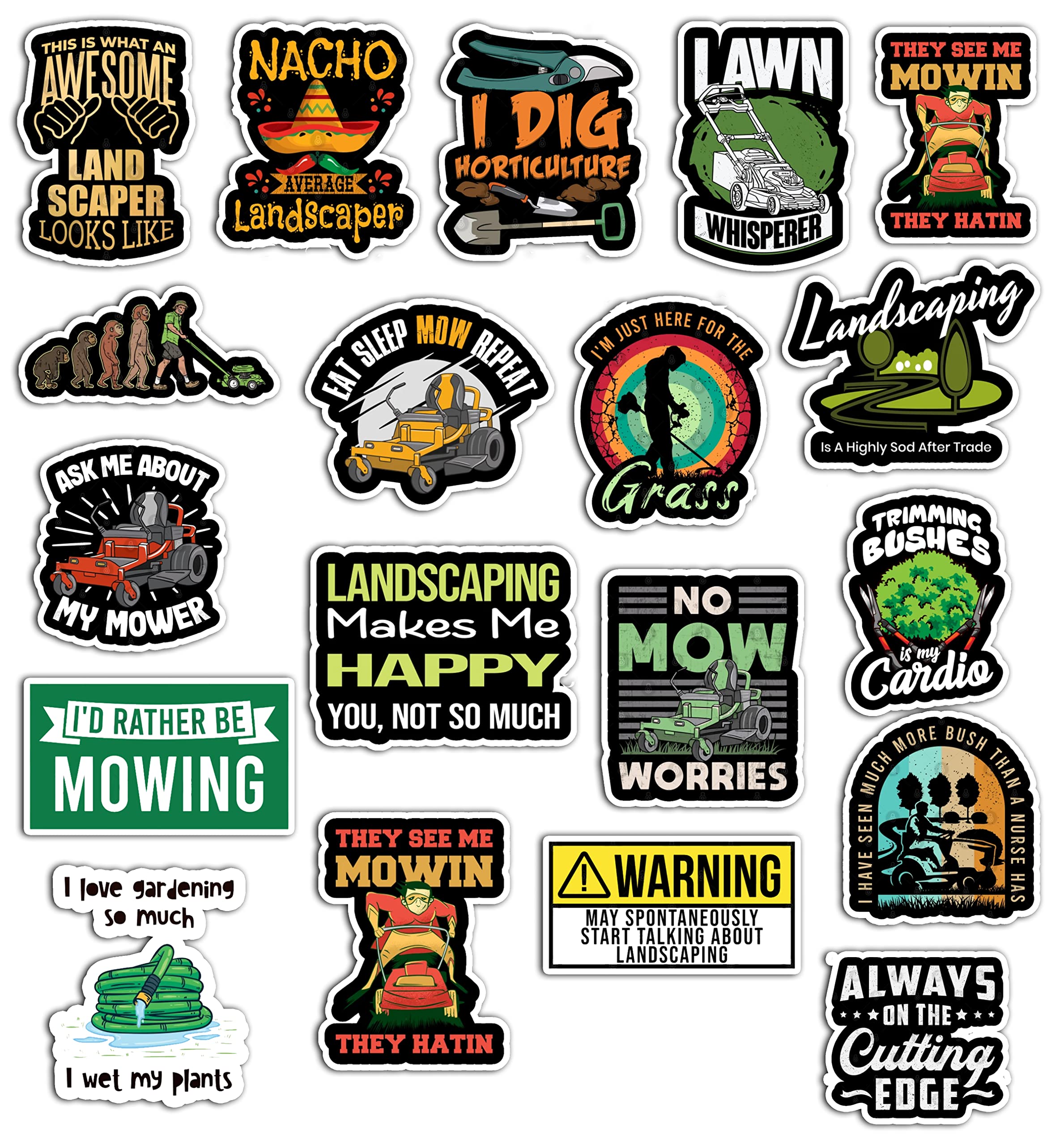 Amazon.com - Landscaper 19 pcs Sticker Pack Laminated Vinyl Waterproof ...