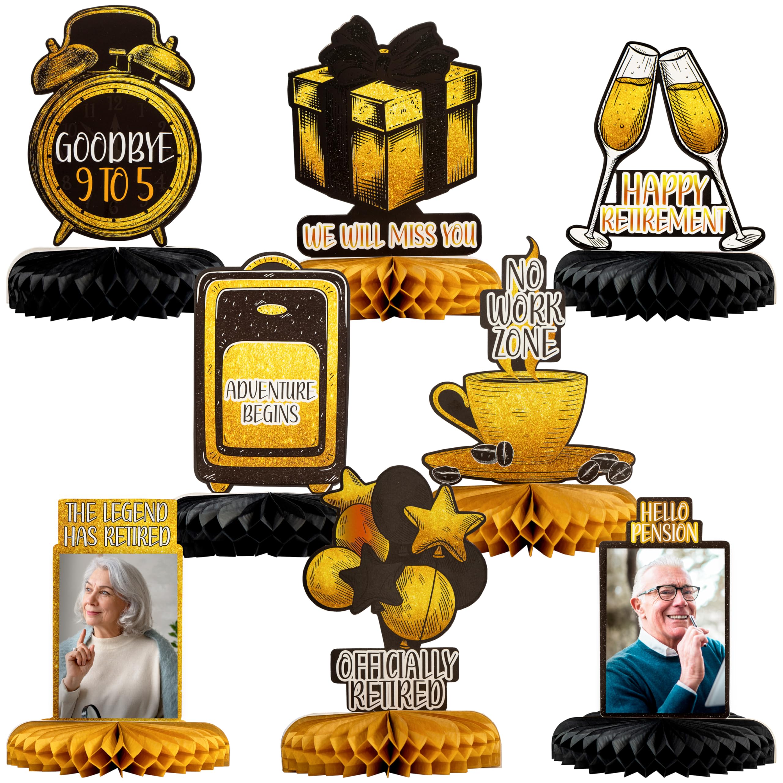 Amazon.com: 8 Pieces Retirement Party Decorations, Black and Gold ...