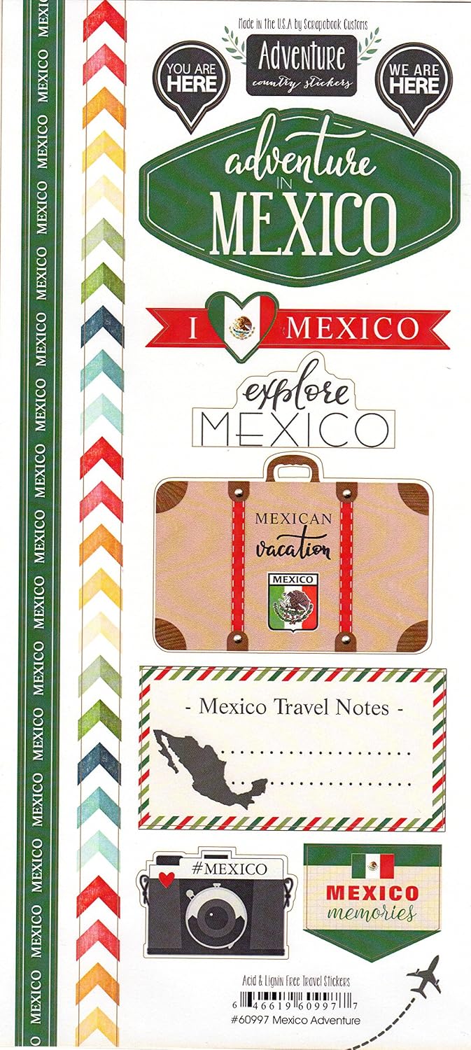 Amazon.com: Mexico Adventure Cardstock Scrapbook Stickers (60997 ...