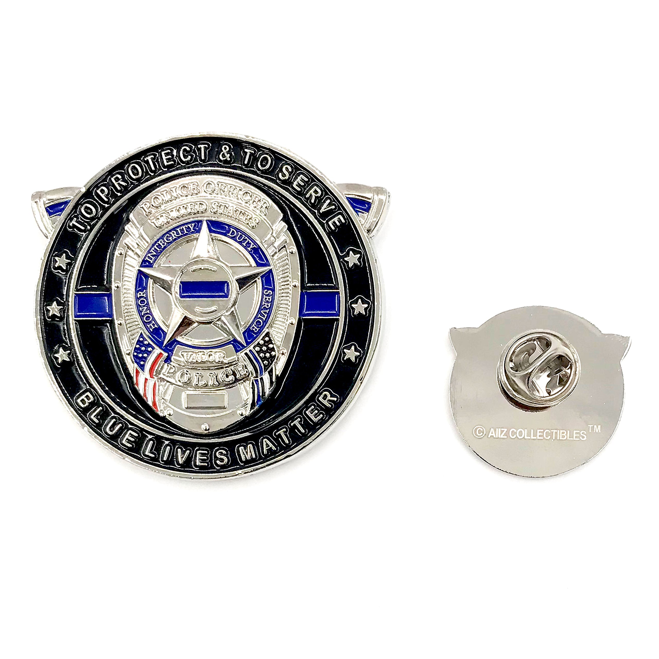 Buy AIIZ Collectibles Police Coin & Pin - Skull Thin Blue Line, Blue ...