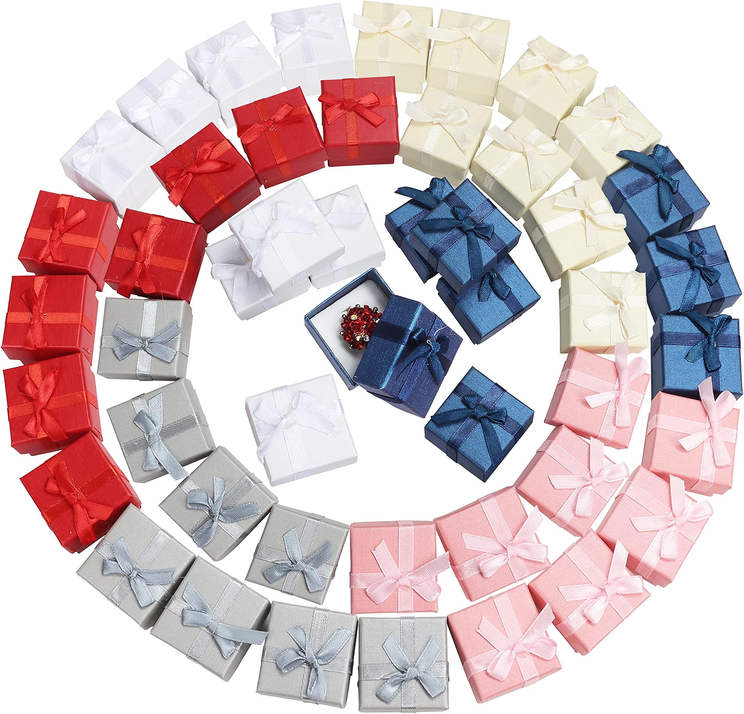 Kurtzy Jewellery Ring Gift Box (48 Pack) - 4.1x 4.1cm/1.61x 1.61Inches ...