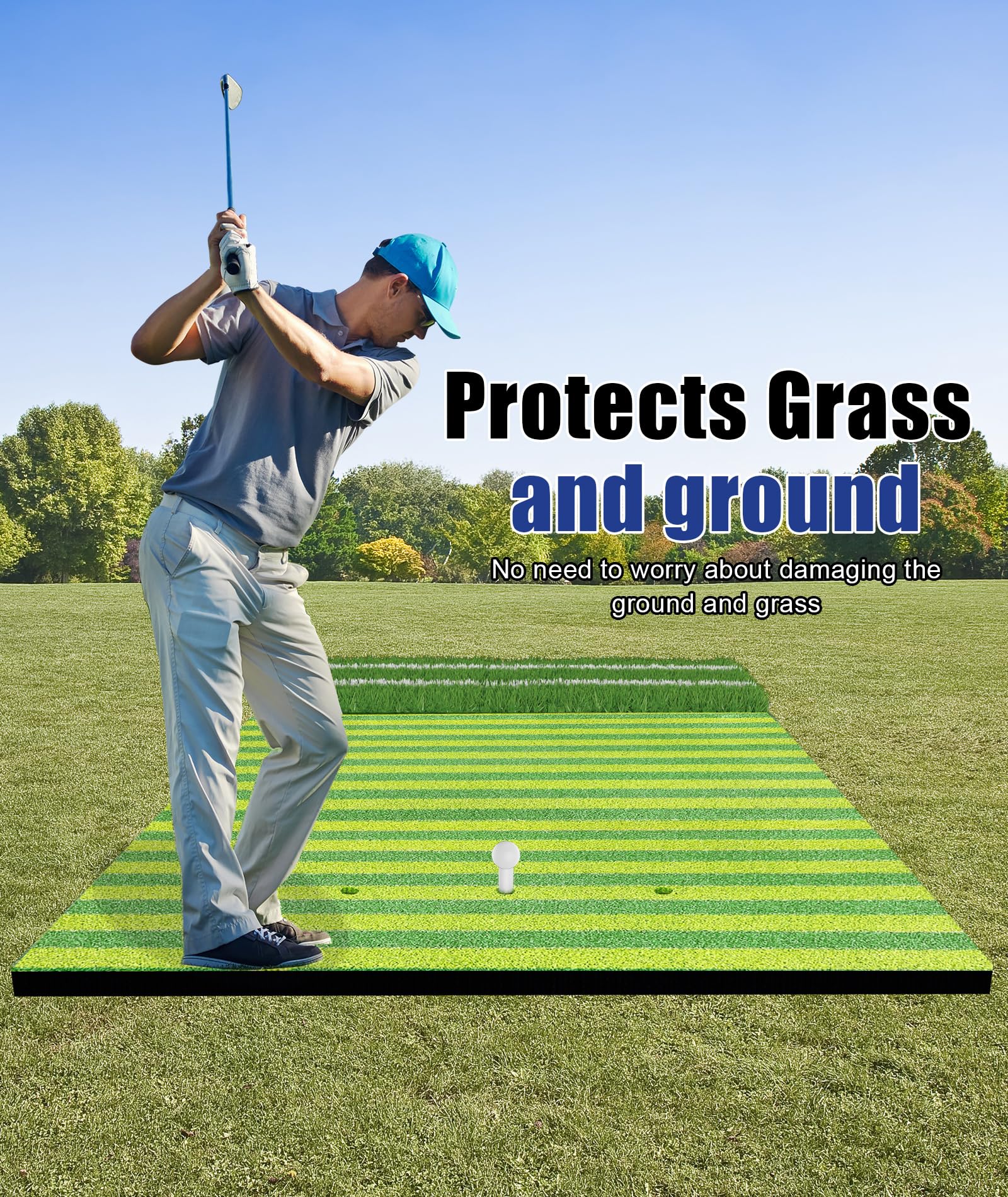 Snapklik.com : Practice Golf Mat, 5x4ft Golf Hitting Mat Artificial ...