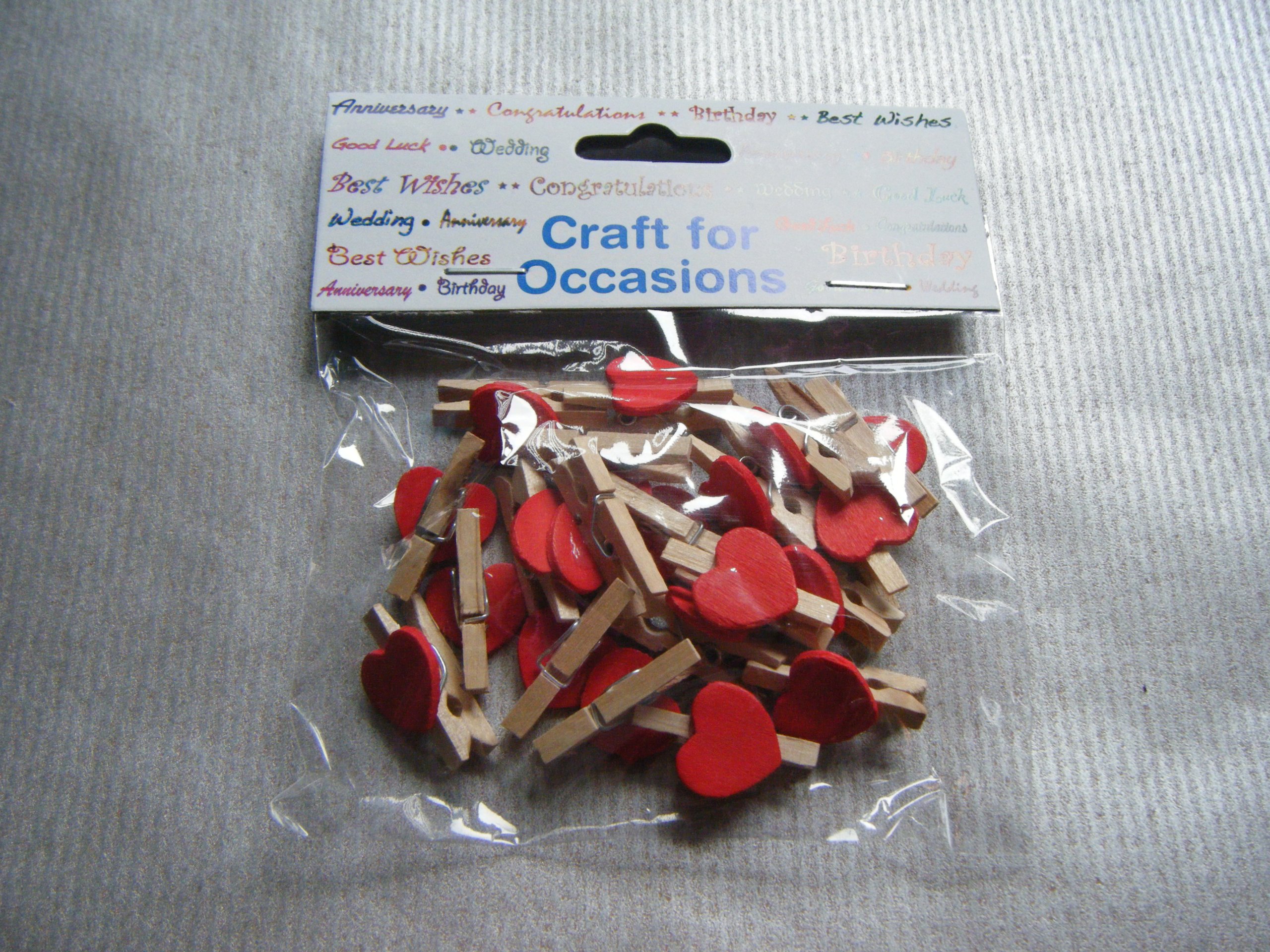 Mini Wooden Pegs with Red Heart (Pk 20). C504 : Amazon.co.uk: Home ...