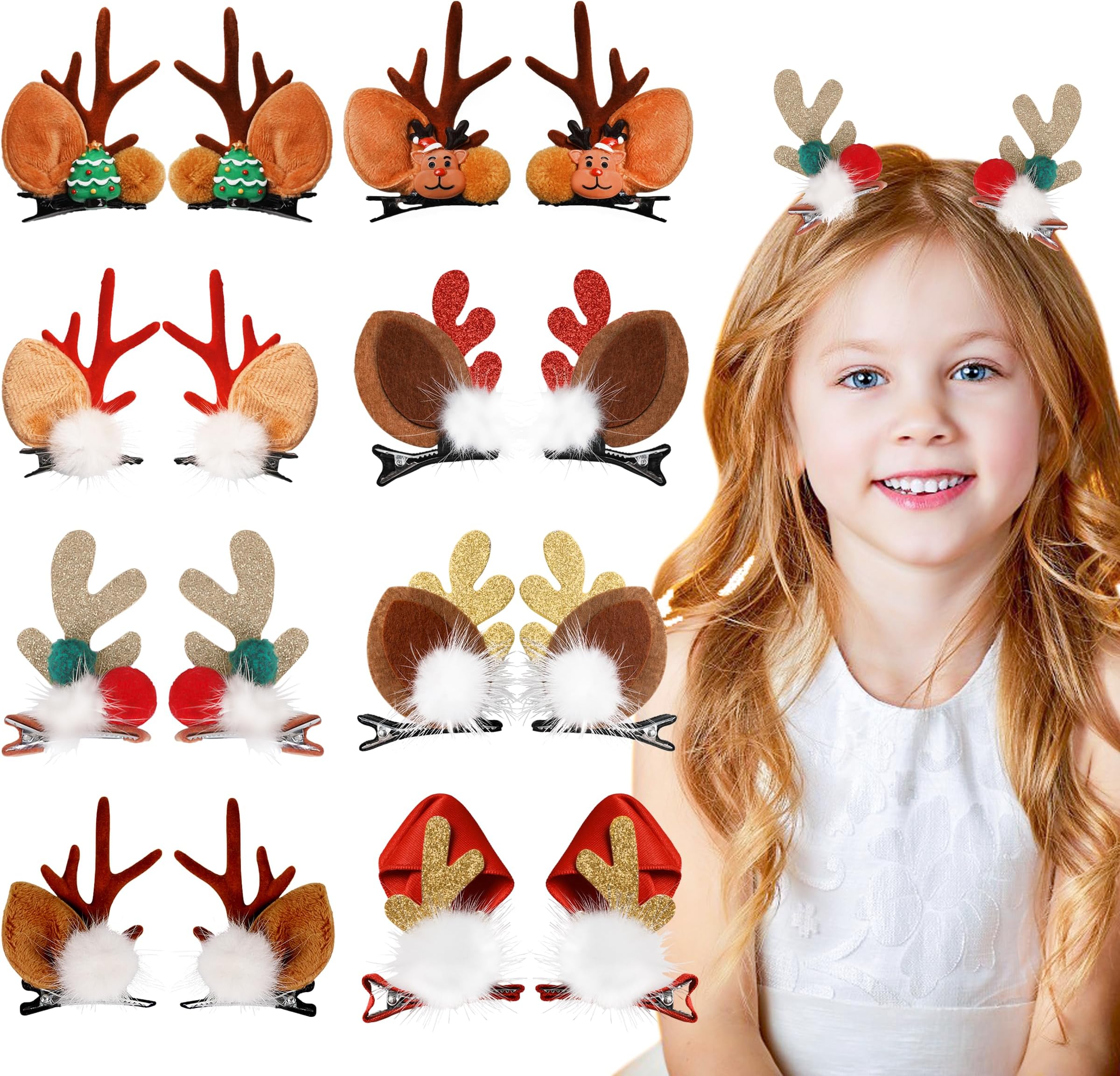 Amazon.com : Tokcousun 16 Pcs Christmas Reindeer Antlers Headband ...
